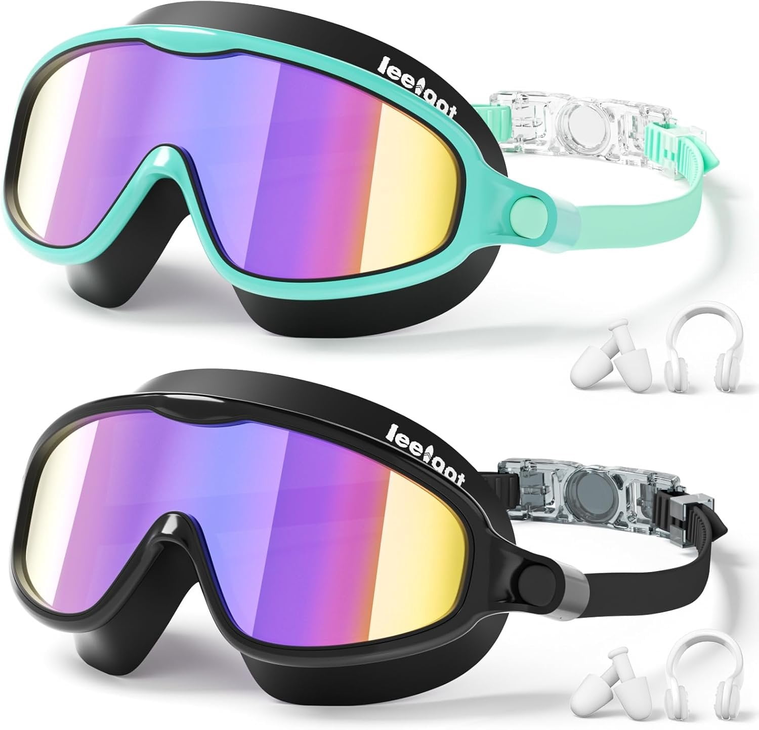 2 Pack Swim Goggles, Anti-Fog UV Protection Swimming Goggles for Boys ...
