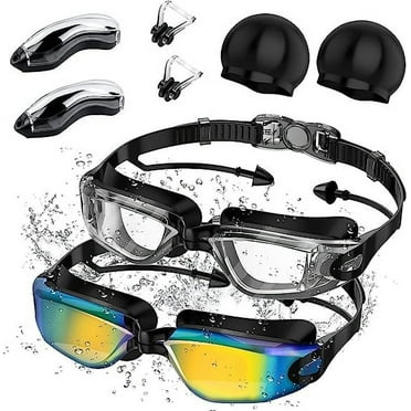 Swim Goggles 2 Pack Anti-Fog Waterproof Anti-UV Clear Vision Silicone ...