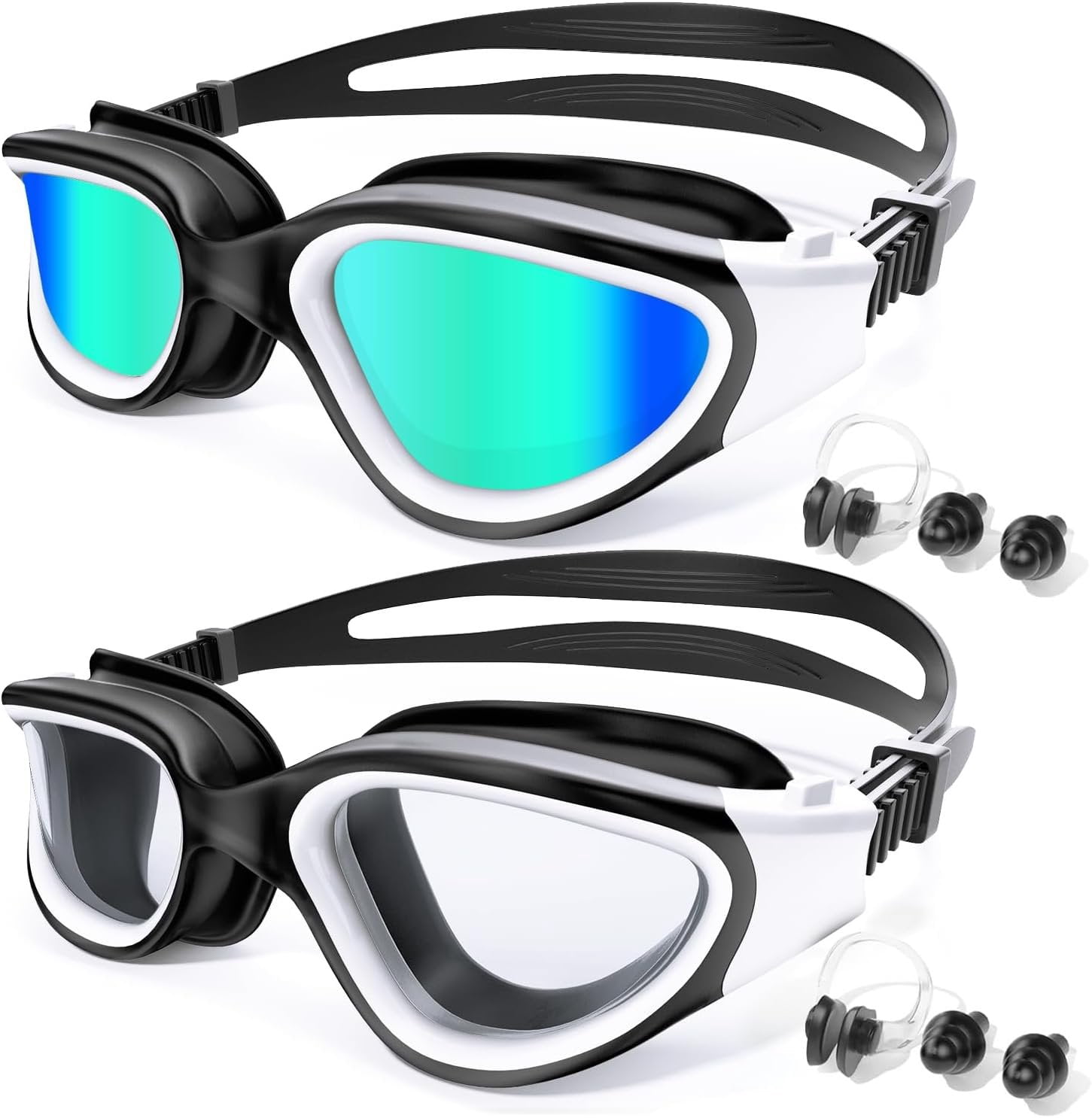 2 Pack Swim Goggles, Tenfold Long-Lasting Anti Fog Swimming Goggles ...