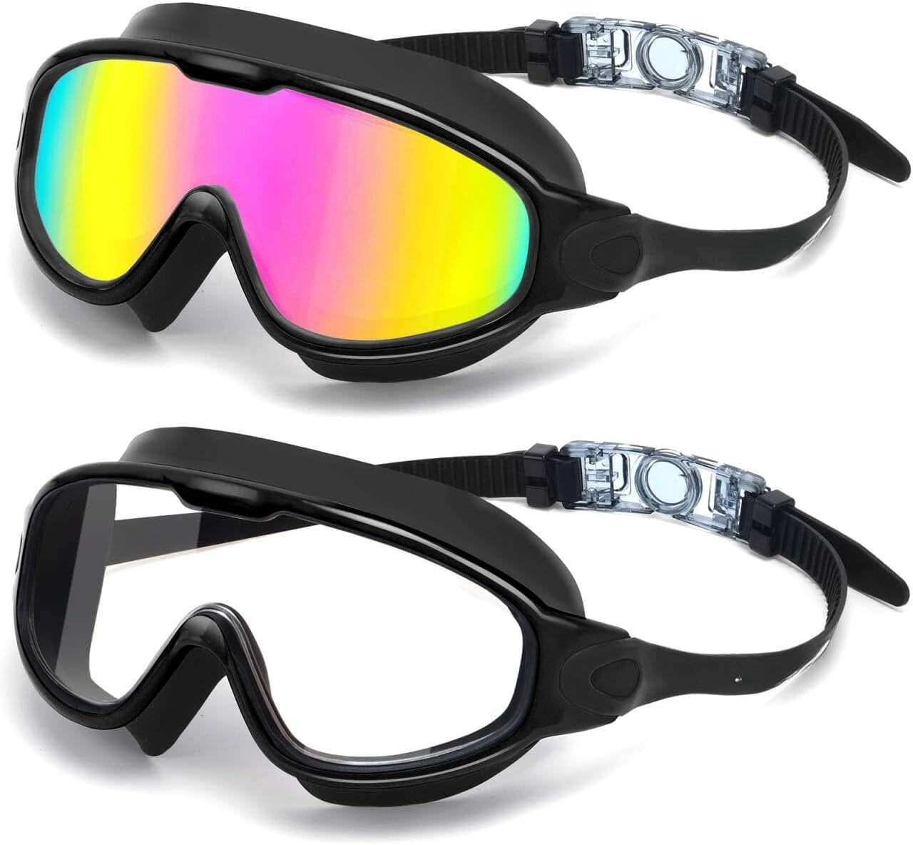 2 Pack Swim Goggles for Adult Men Women,180?Wide Vision Anti-fog UV ...