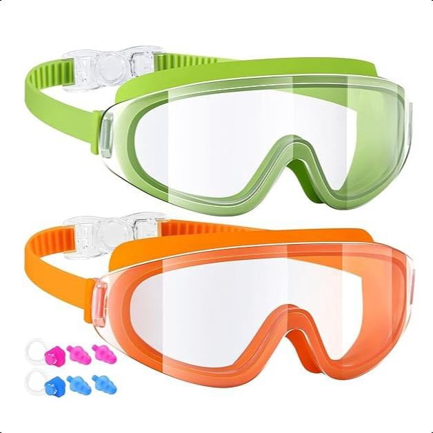2 Pack Swim Goggles for Kids Ages 3-15 Anti-Fog Anti-UV Wide Vision ...