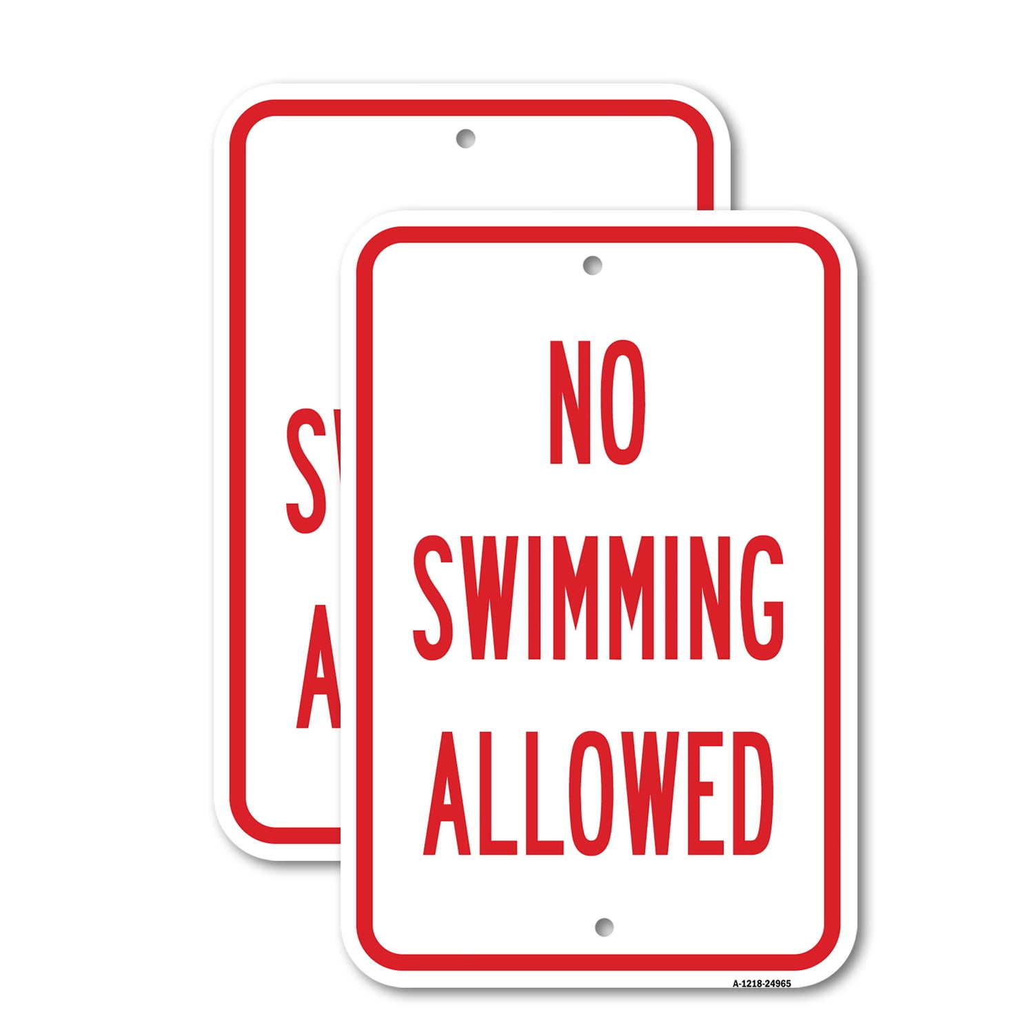 (2 Pack) No Swimming Allowed | 12" X 18" Heavy-Gauge Aluminum Sign ...