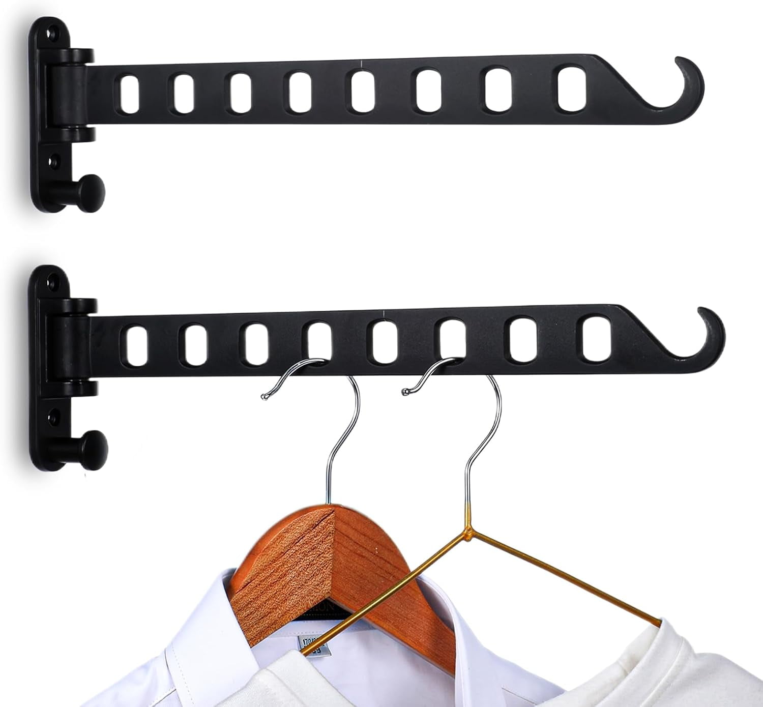 2 Pack Swing Arm Clothes Hanger Rack Wall Mount, Laundry Room Drying ...