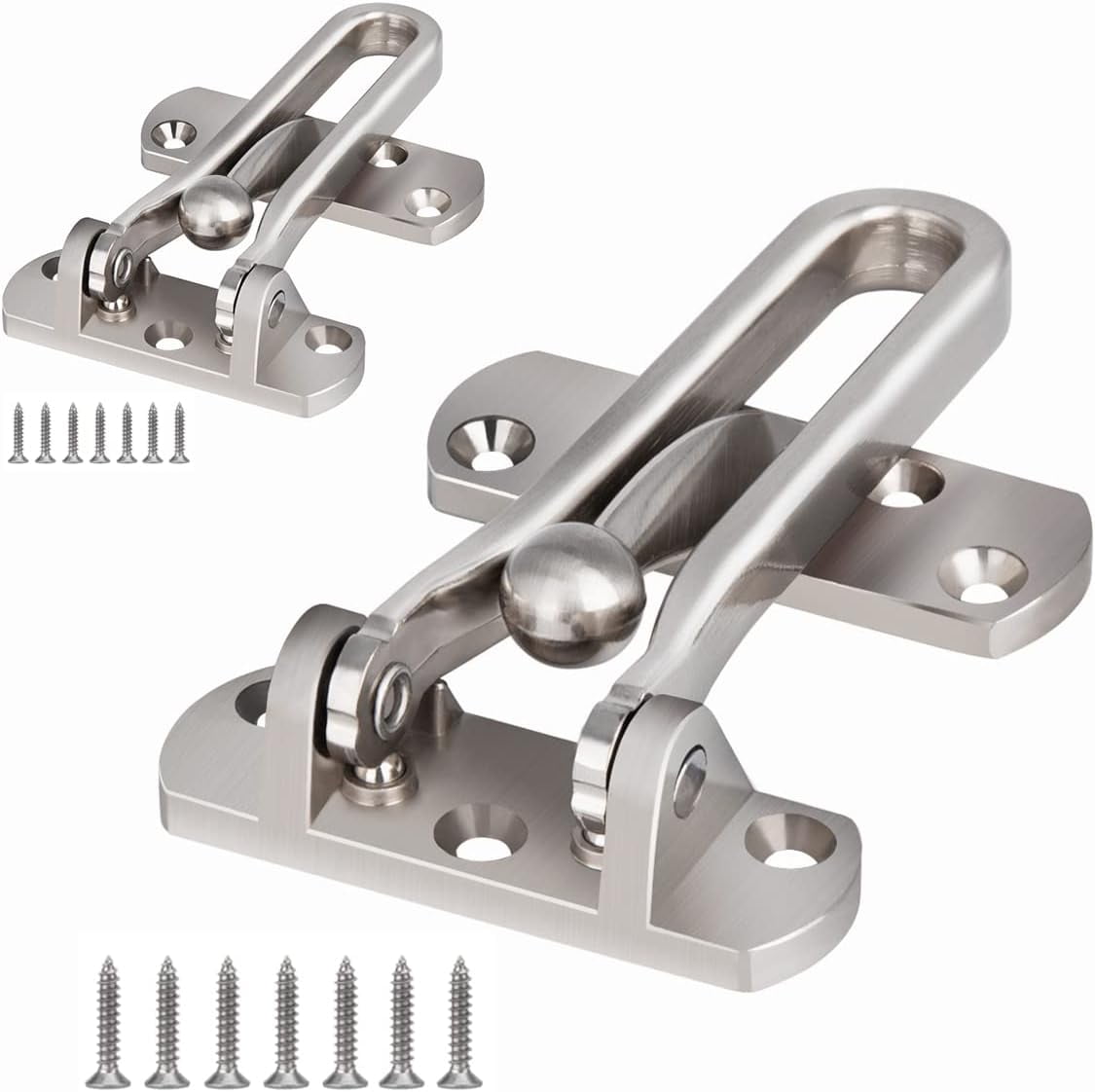 2 Pack Swing Bar Lock Satin Nickel, Heavy Duty Door Lock , Sturdy Swing ...