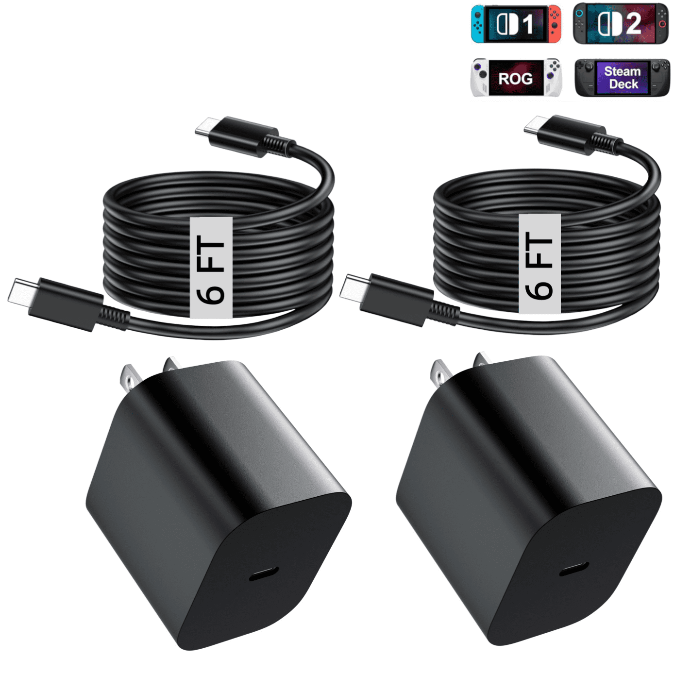 2-Pack Switch 2 Charger 60w AC Power Adapter for Nintendo Switch2 ...