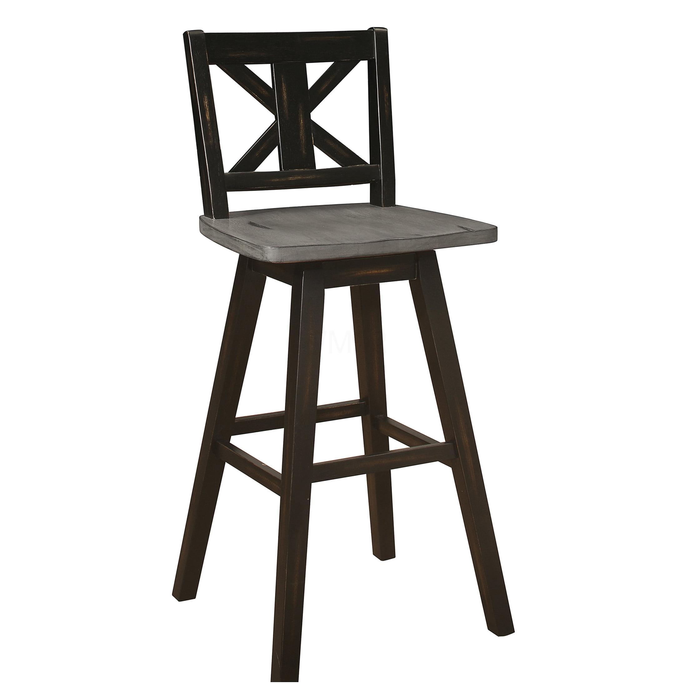 2-Pack Swivel Bar Stools, 360-Degree X-Back Pub Chairs with Distressed ...