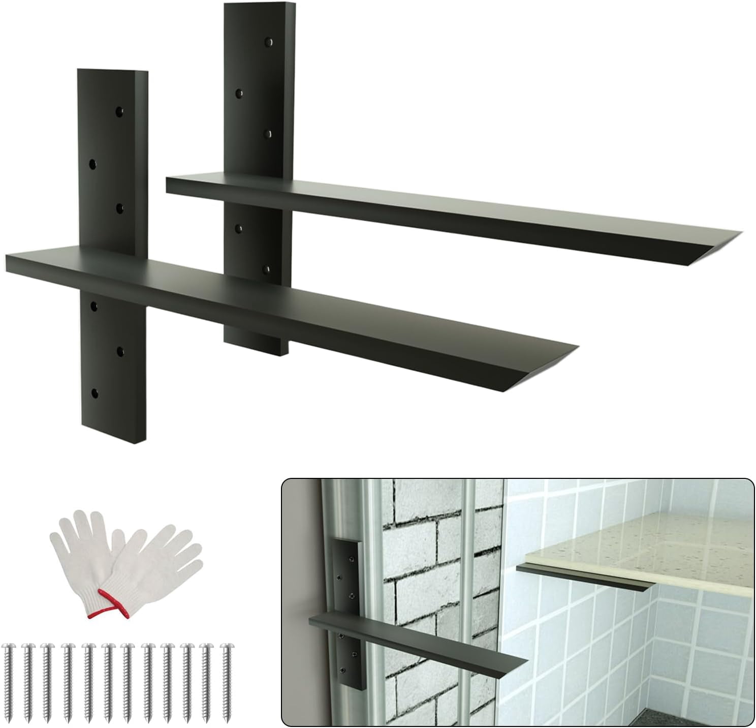 2 Pack T Shelf Bracket, 22 Inch Heavy Duty Shelf Brackets, Metal ...