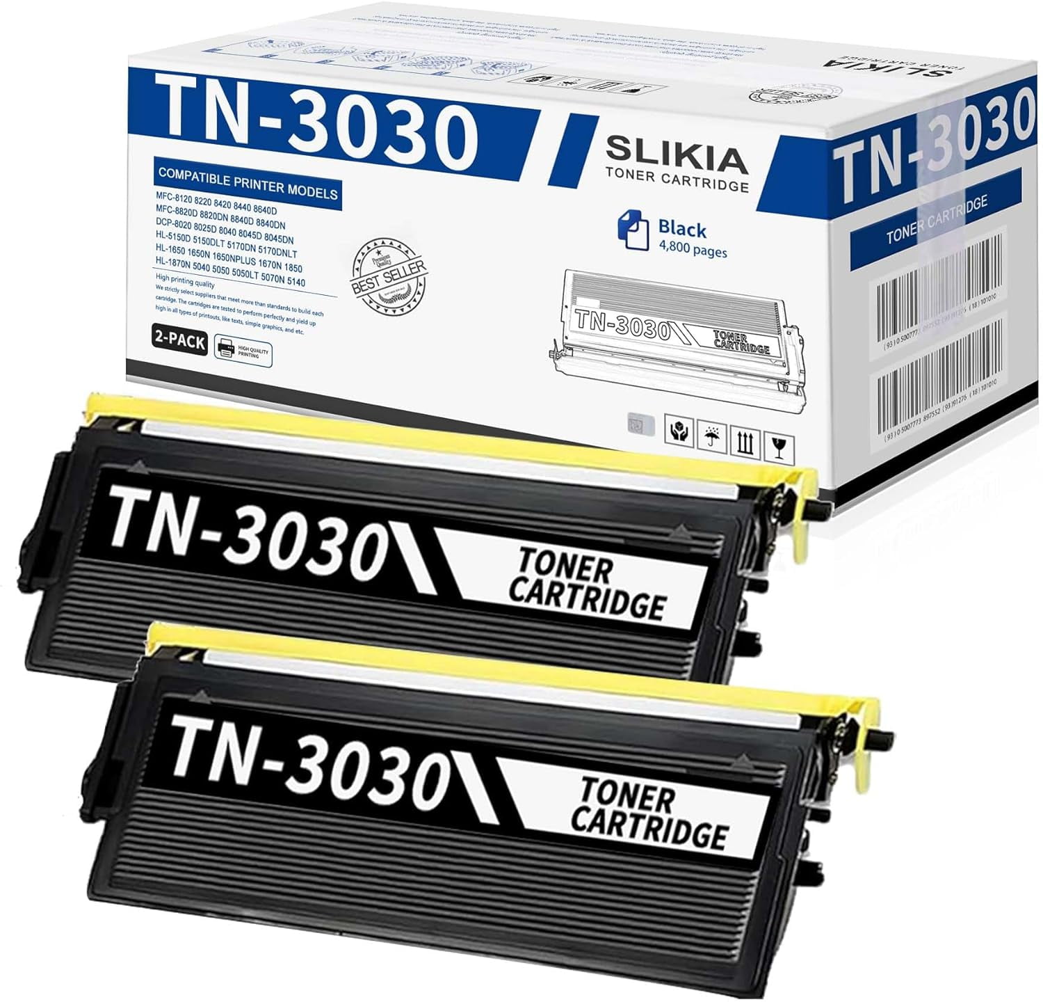 2 Pack TN3030 TN-3030 Black Toner Cartridge, Replacement for Brother ...