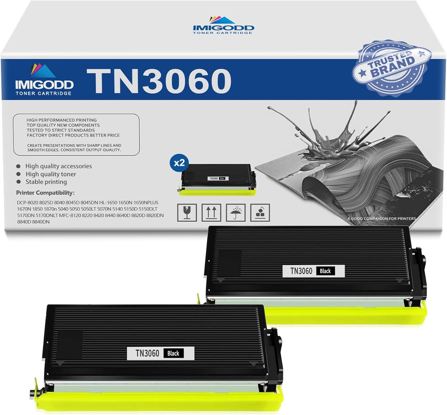 2-Pack TN3060 Black Toner Cartridge Replacement for Brother High ...