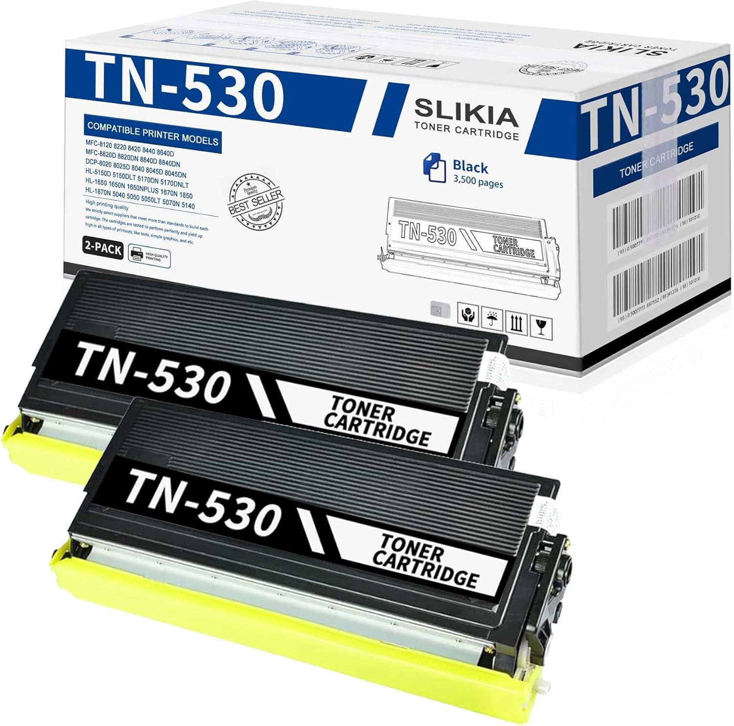 2 Pack TN530 TN-530 Black Toner Cartridge, Replacement for Brother ...