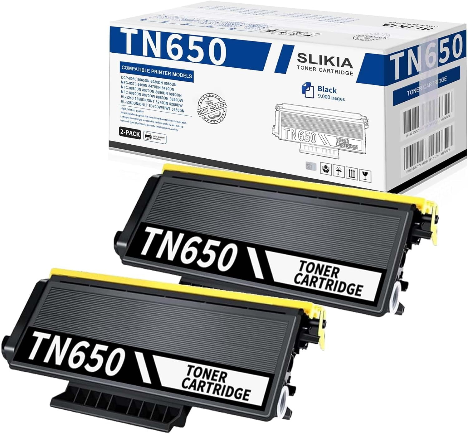 2 Pack TN650 TN-650 Black Toner Cartridge, Replacement for Brother ...