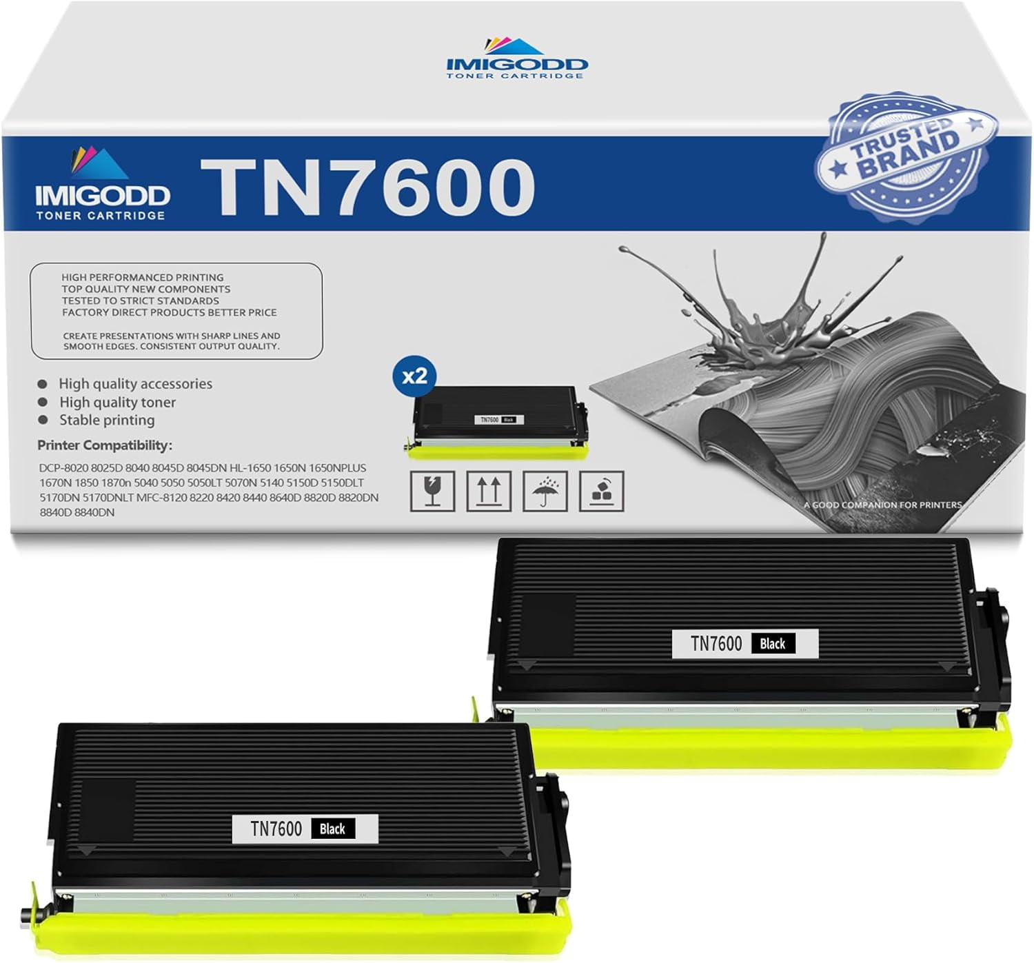 2-Pack TN7600 Black Toner Cartridge Replacement for Brother High ...