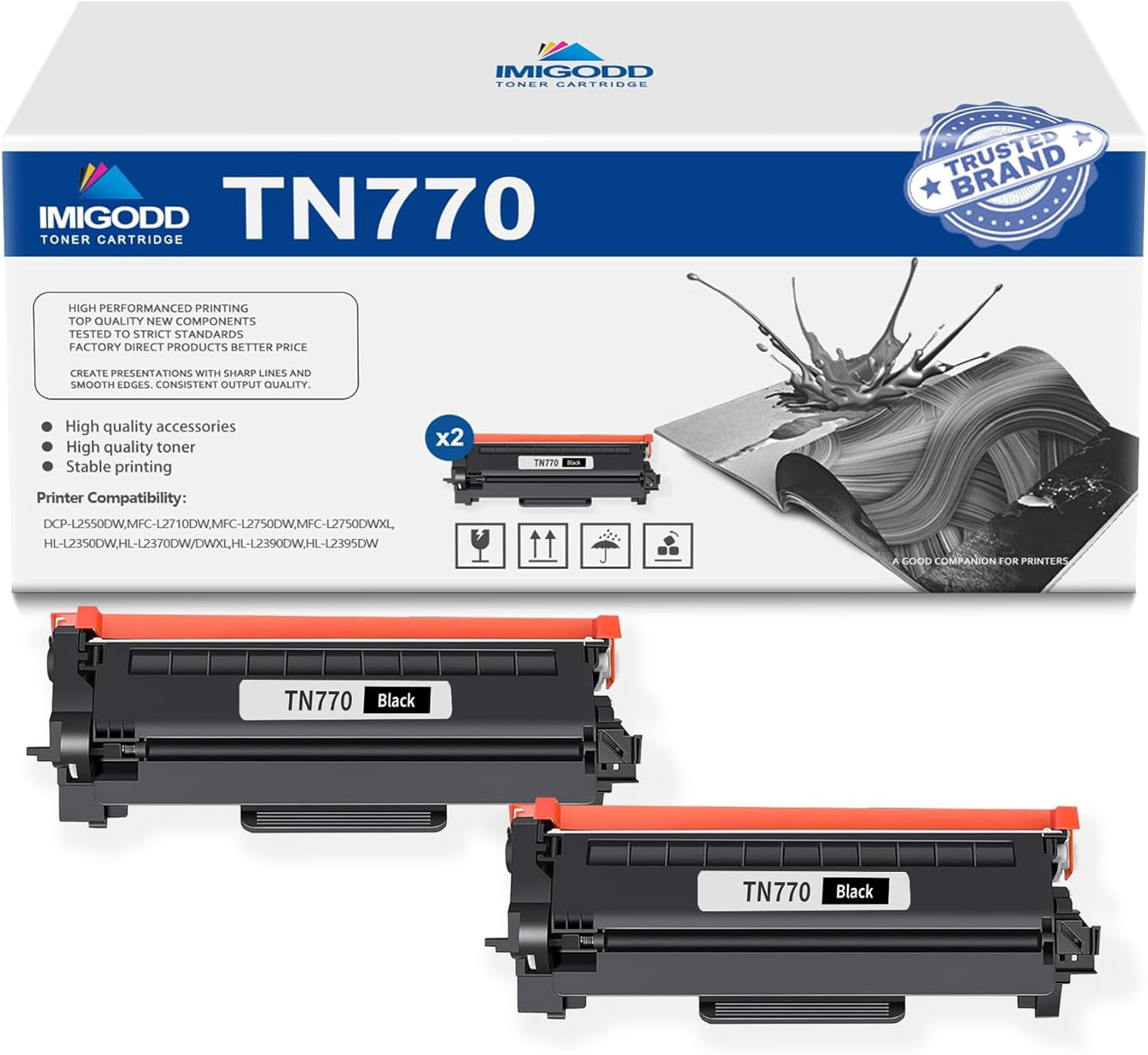 2-Pack TN770 Black Toner Cartridge Replacement for Brother High ...