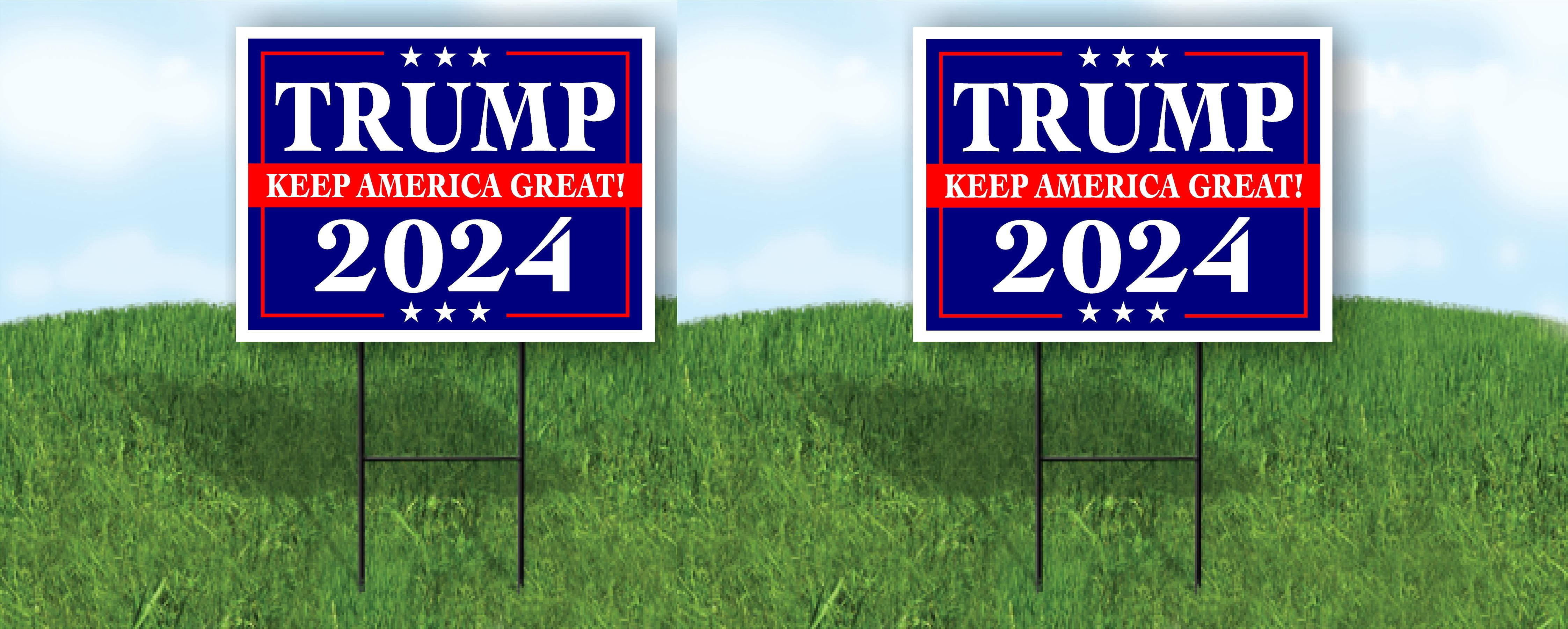 2 Pack TRUMP KEEP AMERICA GREAT POLITICAL Yard Sign ROAD SIGN w stands ...
