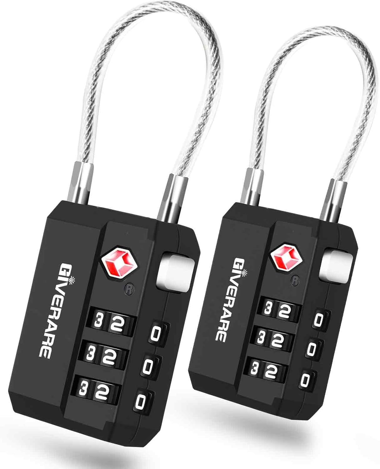 2 Pack TSA Approved Travel Luggage Locks, Cable Combination Lock 3 ...
