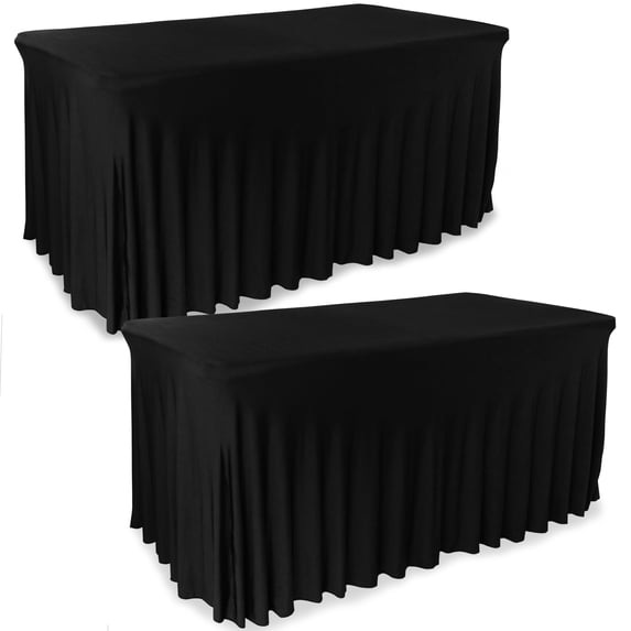 2 Pack Table Skirt For Rectangular Tables 6ft - Wedding Spandex Covers ...