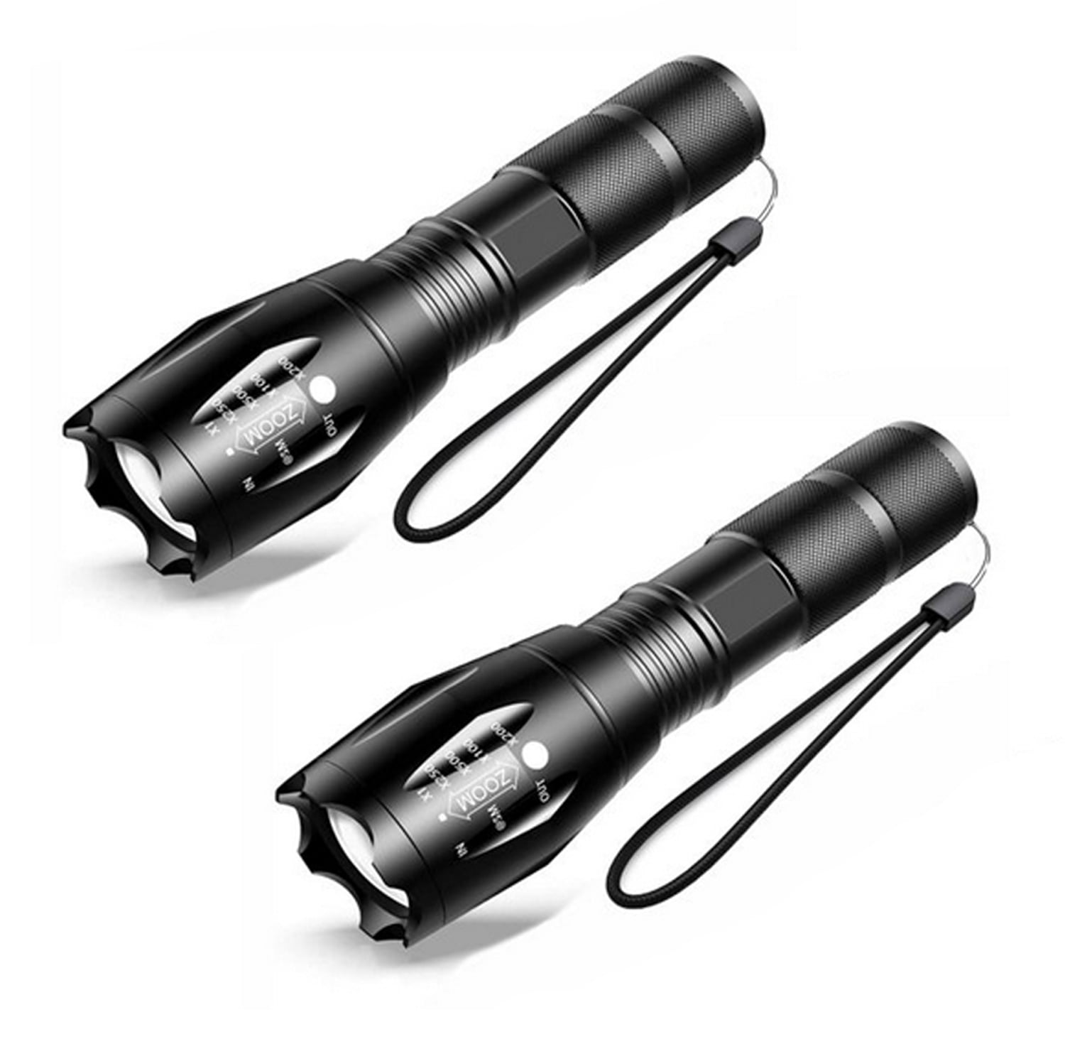 2 Pack Tactical Flashlight Torch, Military Grade 5 Modes XML T6 1200 ...