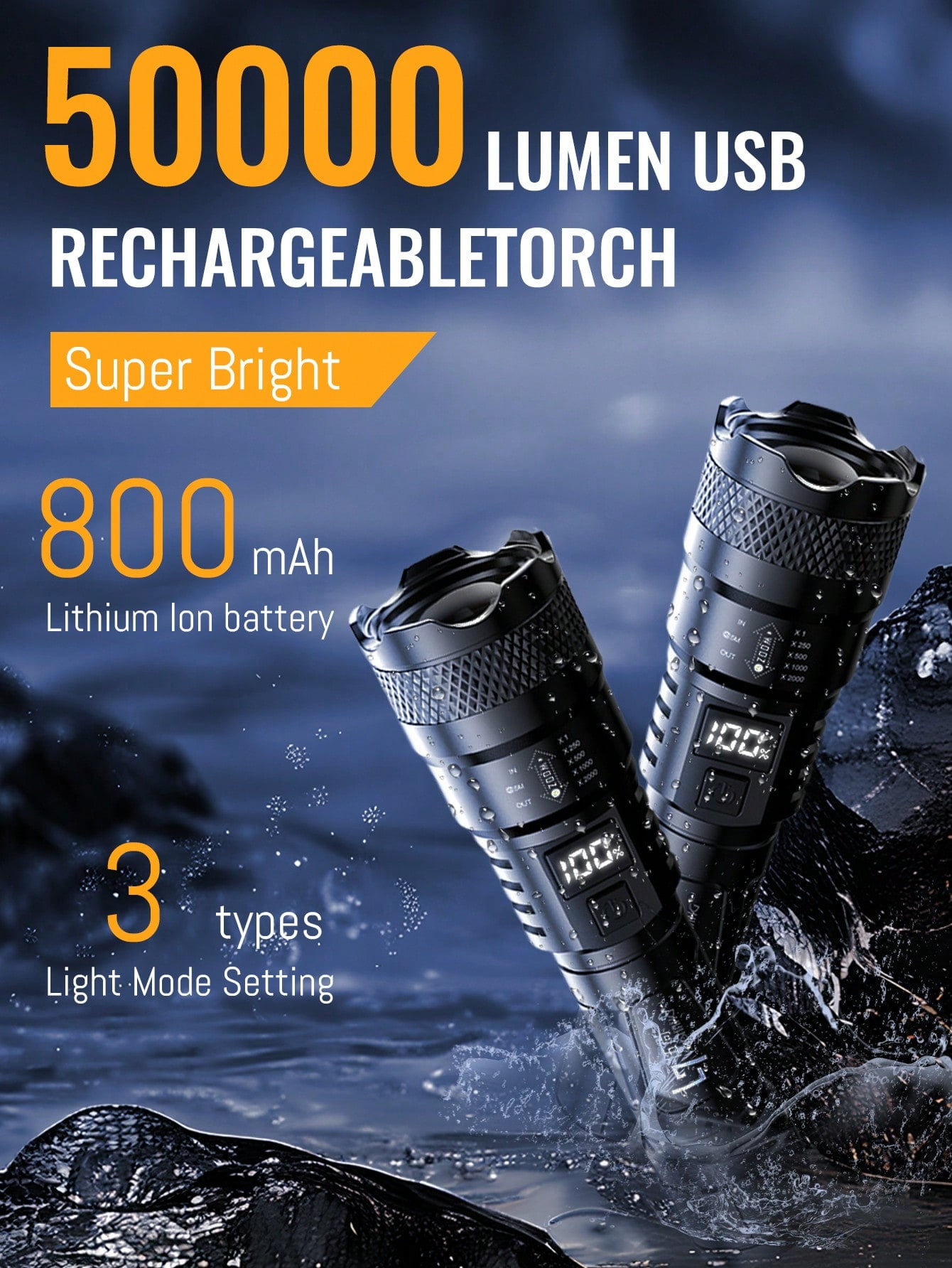 2-Pack Tactical LED Flashlights – USB Rechargeable, Compact & Durable ...