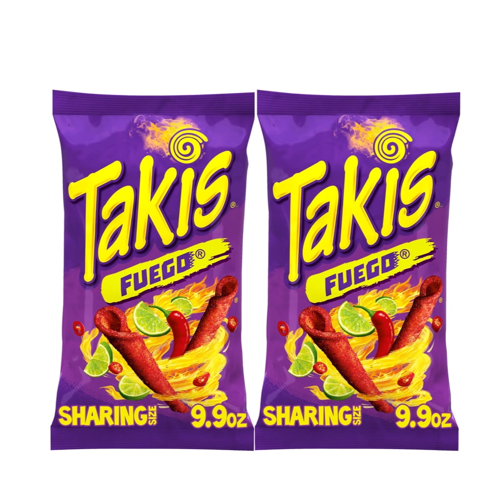 2 Pack Takis Fuego Rolled Tortilla Chips, Hot Chili Pepper and Lime ...