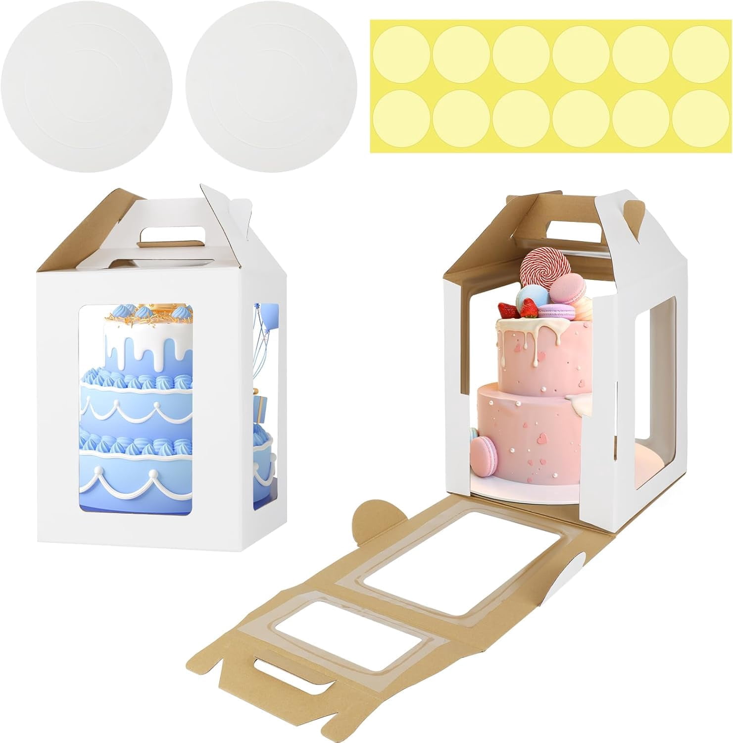 2 Pack Tall Cake Boxes for Tier Cakes Cake Boards, 12x12x14 Inch 2 Tier ...