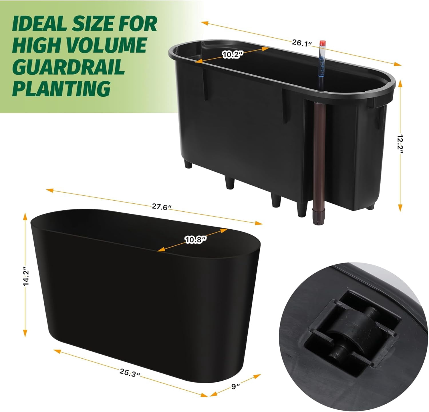 2 Pack Tall Oval Planter Boxes with Wheels Modern Flower Pots with ...