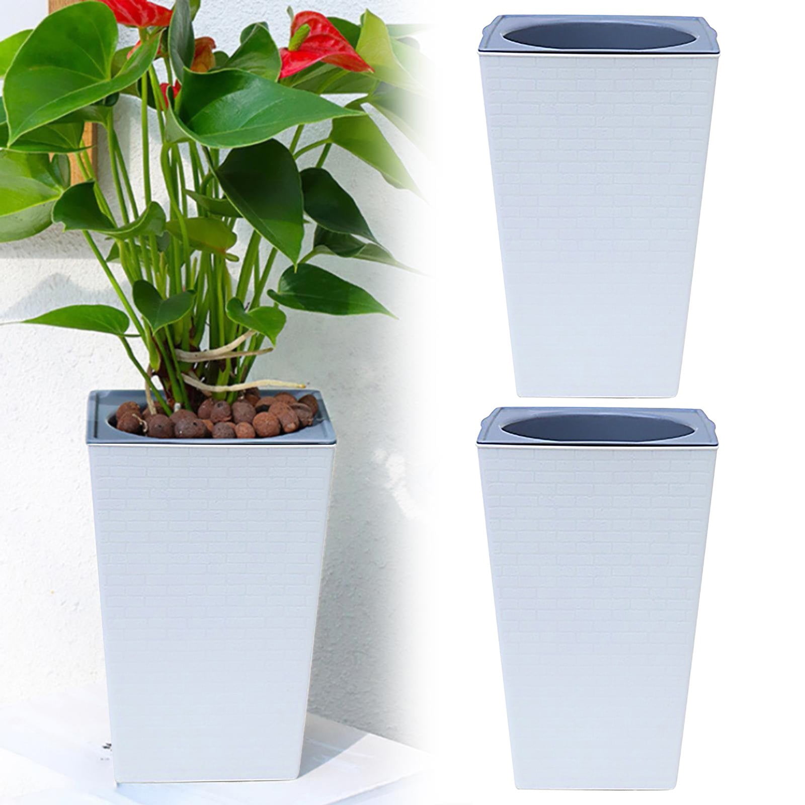 2 Pack Tall Planters Flower Pots for Indoor or Outdoor 8" Plant Pots ...