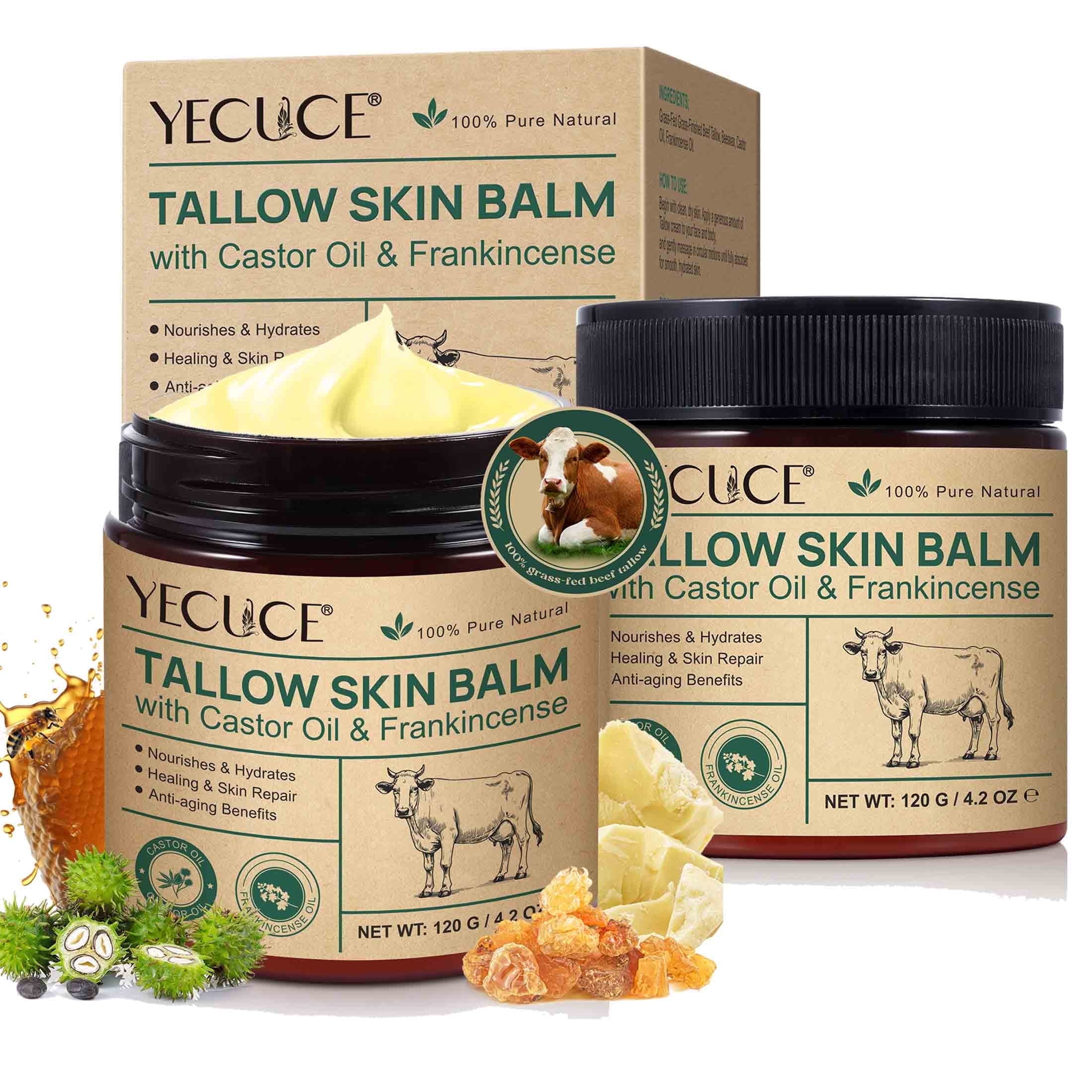 Yecuce Tallow Skin Balm with Castor and Frankincense for Deep ...