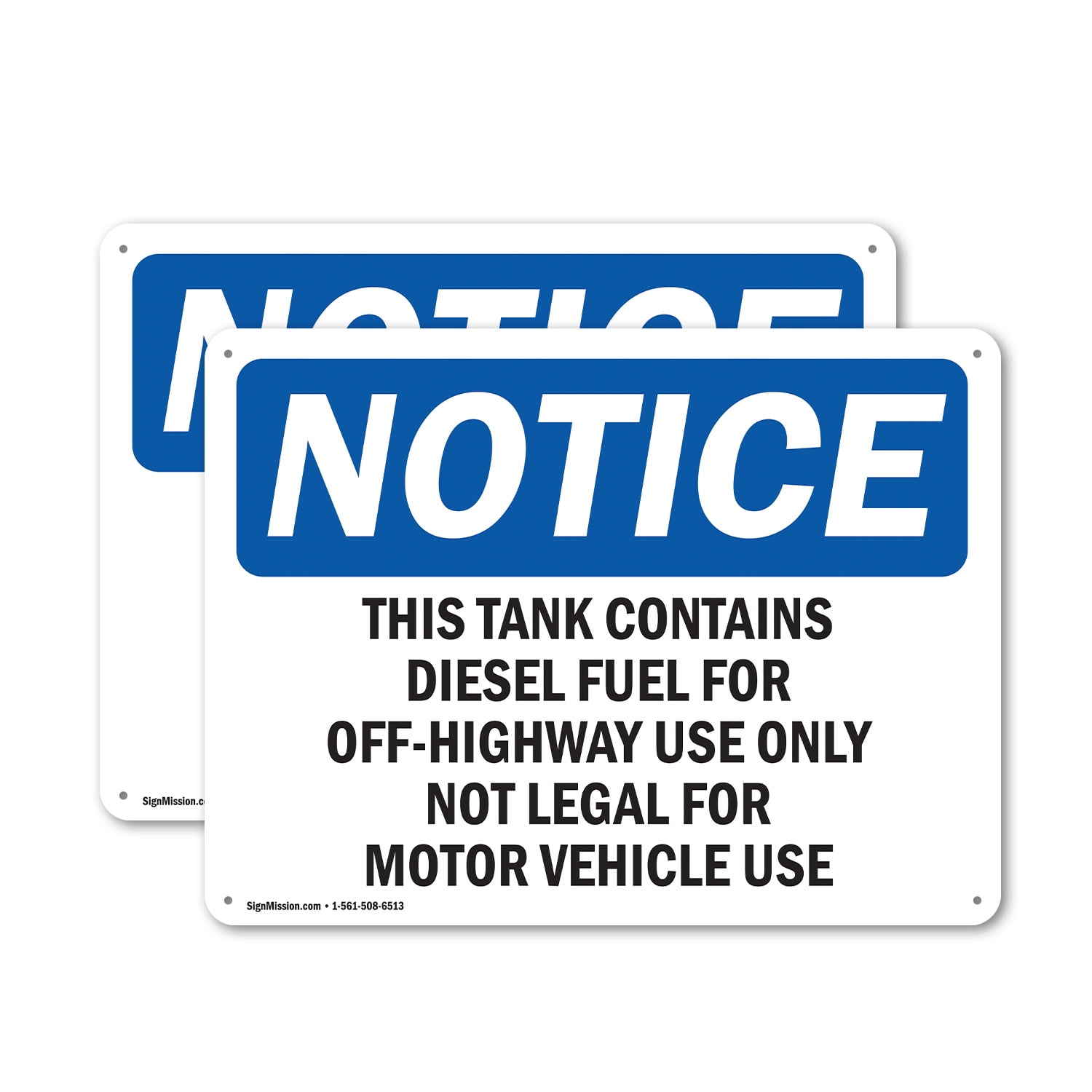 (2 Pack) This Tank Contains Diesel Fuel For Off-Highway OSHA Notice ...