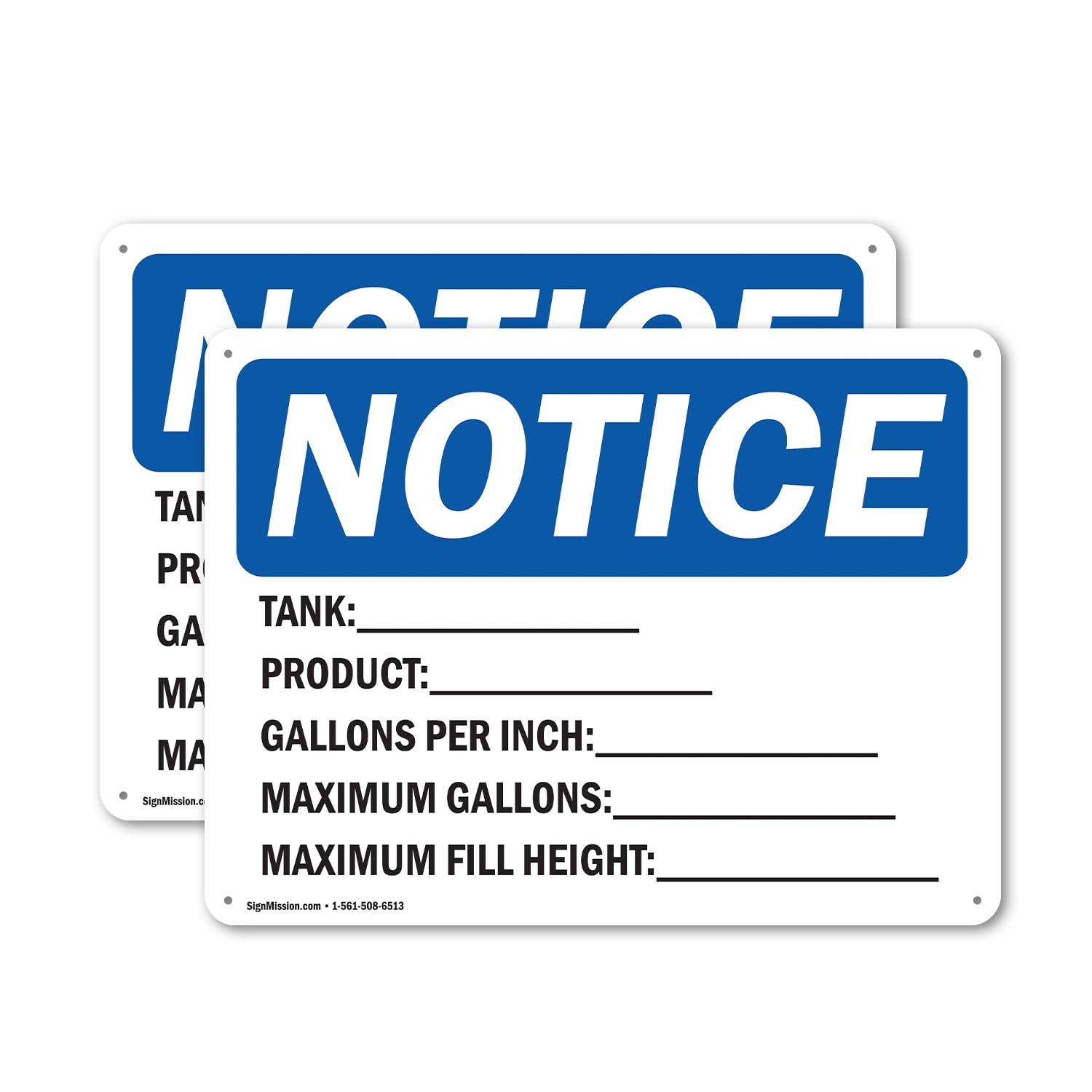(2 Pack) Tank_Product_Gallons Per Inch_ OSHA Notice Sign 18 Inch X 12 ...