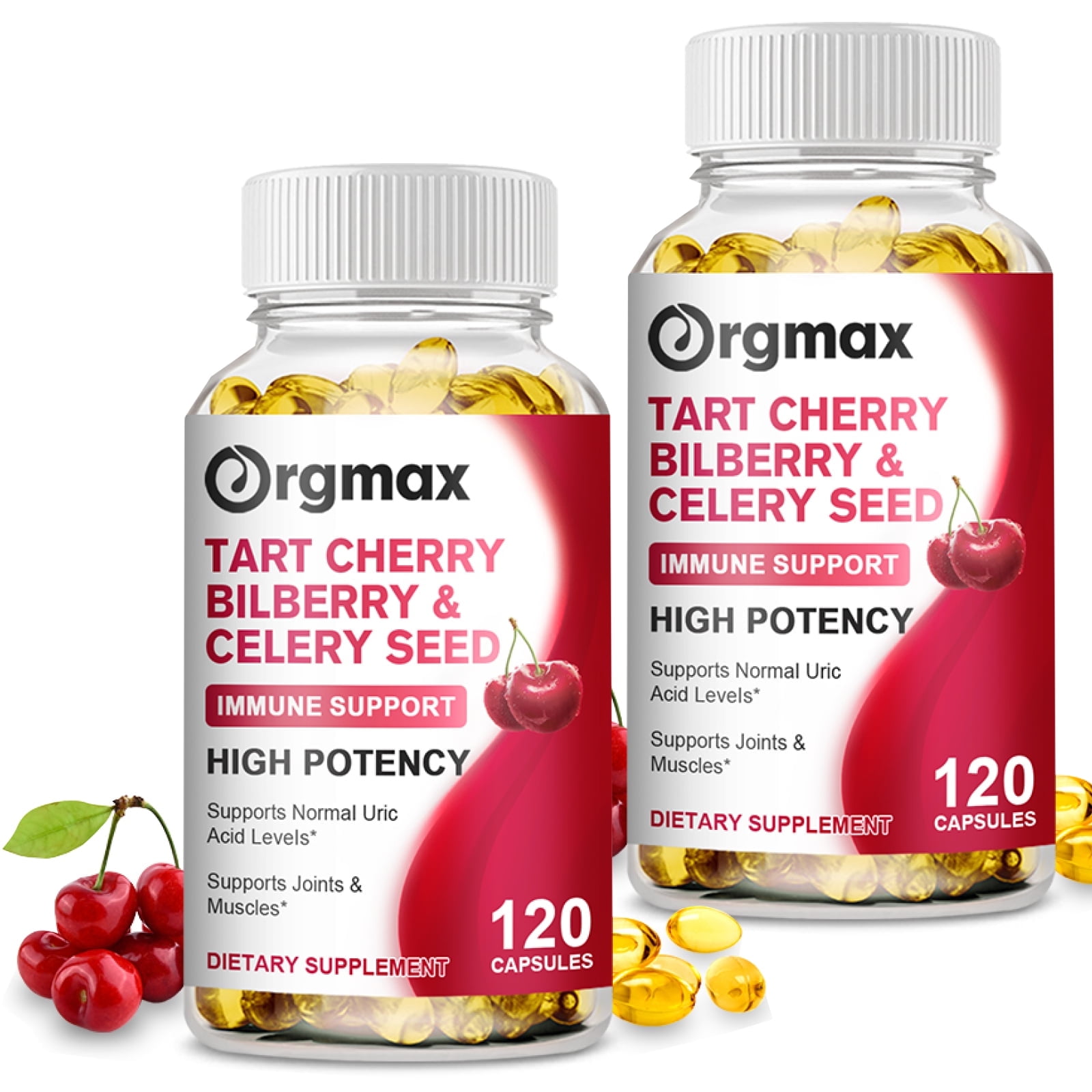 (2 Pack)Tart Cherry Bilberry & Celery Seed Capsules - 2 in 1 Complex ...