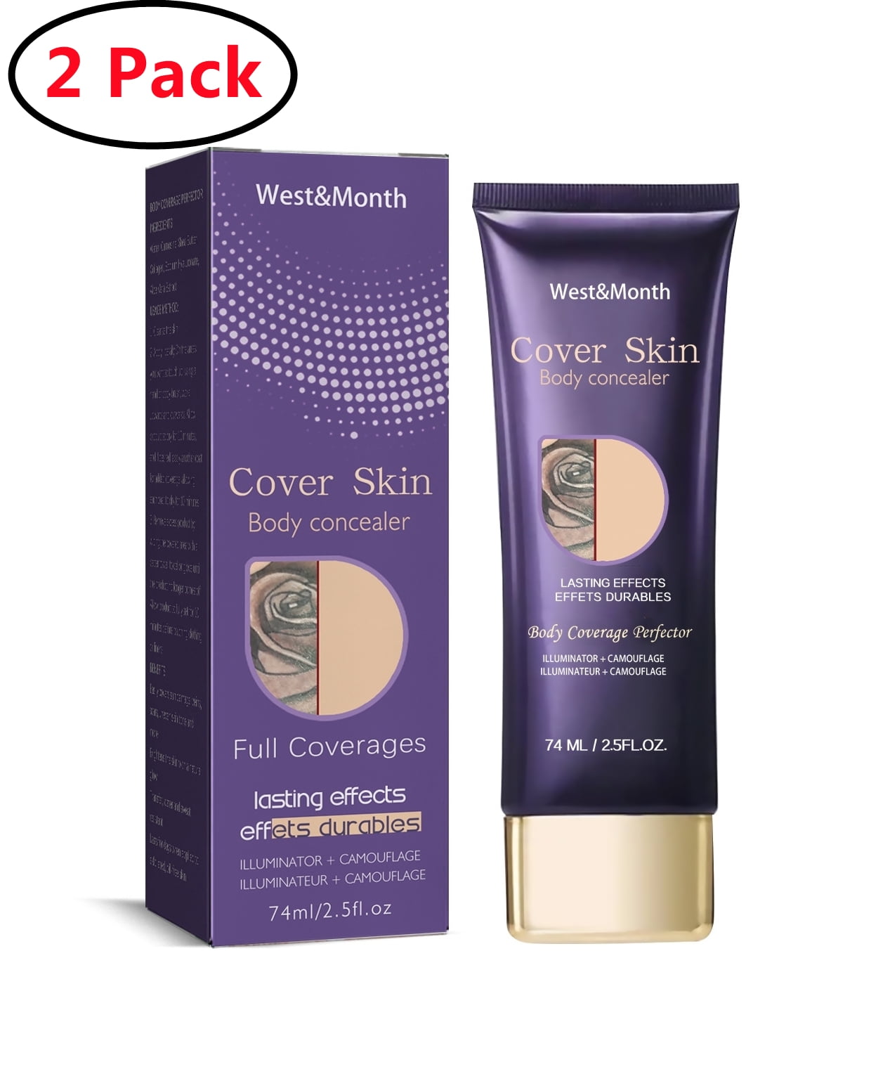 2 Pack Tattoo Cover Up Makeup Waterproof, Tattoo Concealer, Waterproof & Sweatproof, Suitable ...