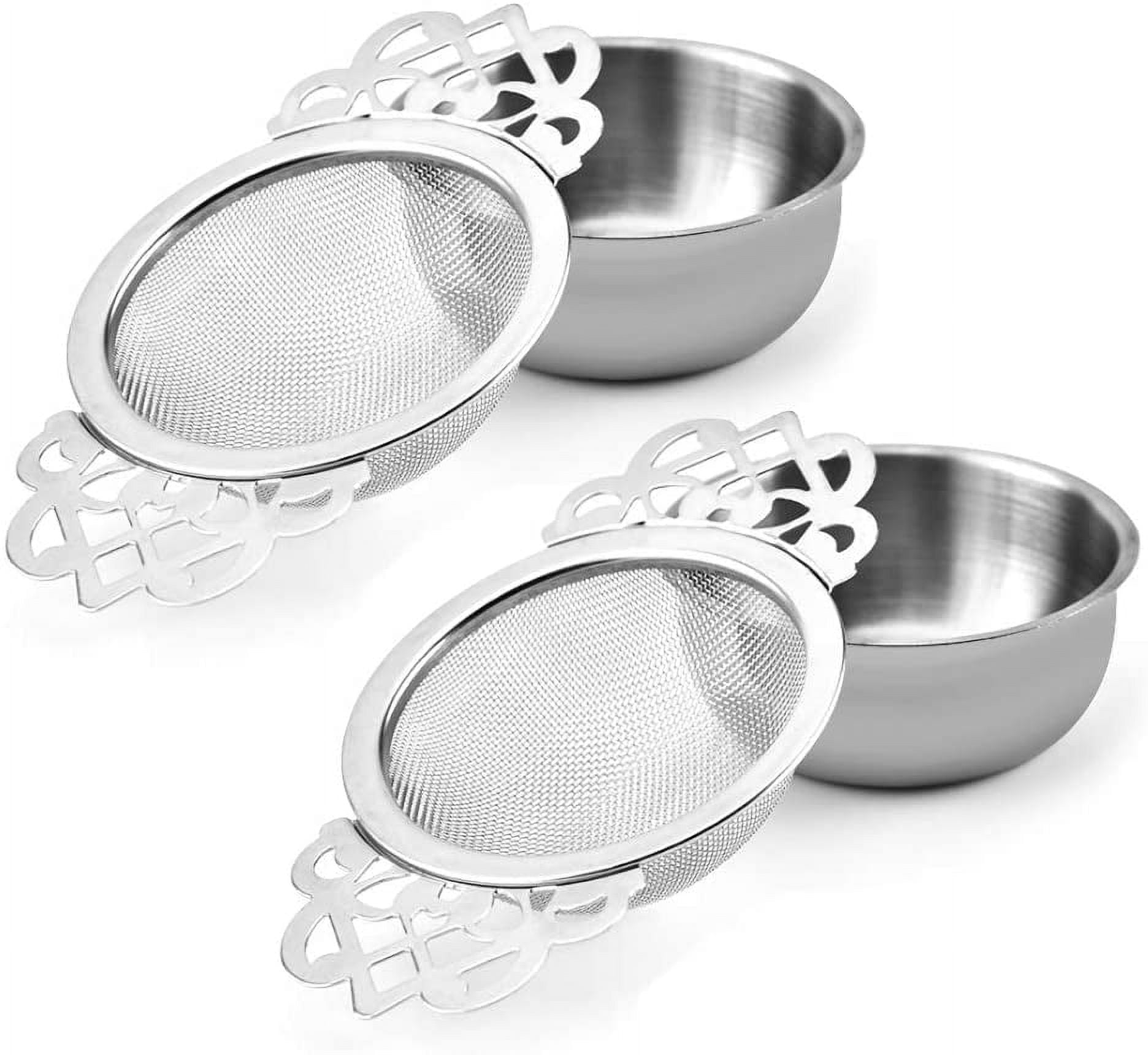 2 Pack Tea Strainer Bowl, Stainless Steel Sliver Tea Strainers for ...