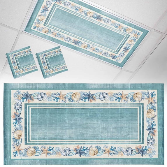 2 Pack Teal Green Coastal Fluorescent Light Covers for Ceiling Lights ...