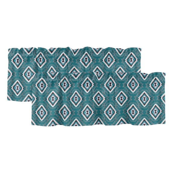 2 Pack Teal Green Slate Diamonds Valance for Window Abstract Vintage ...