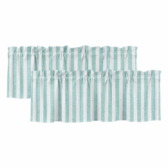 2 Pack Teal Green Stripes Valance for Window Modern Abstract Linens ...