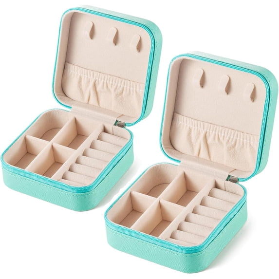 2 Pack Teal Mini Travel Jewelry Case Portable Organizer for ...