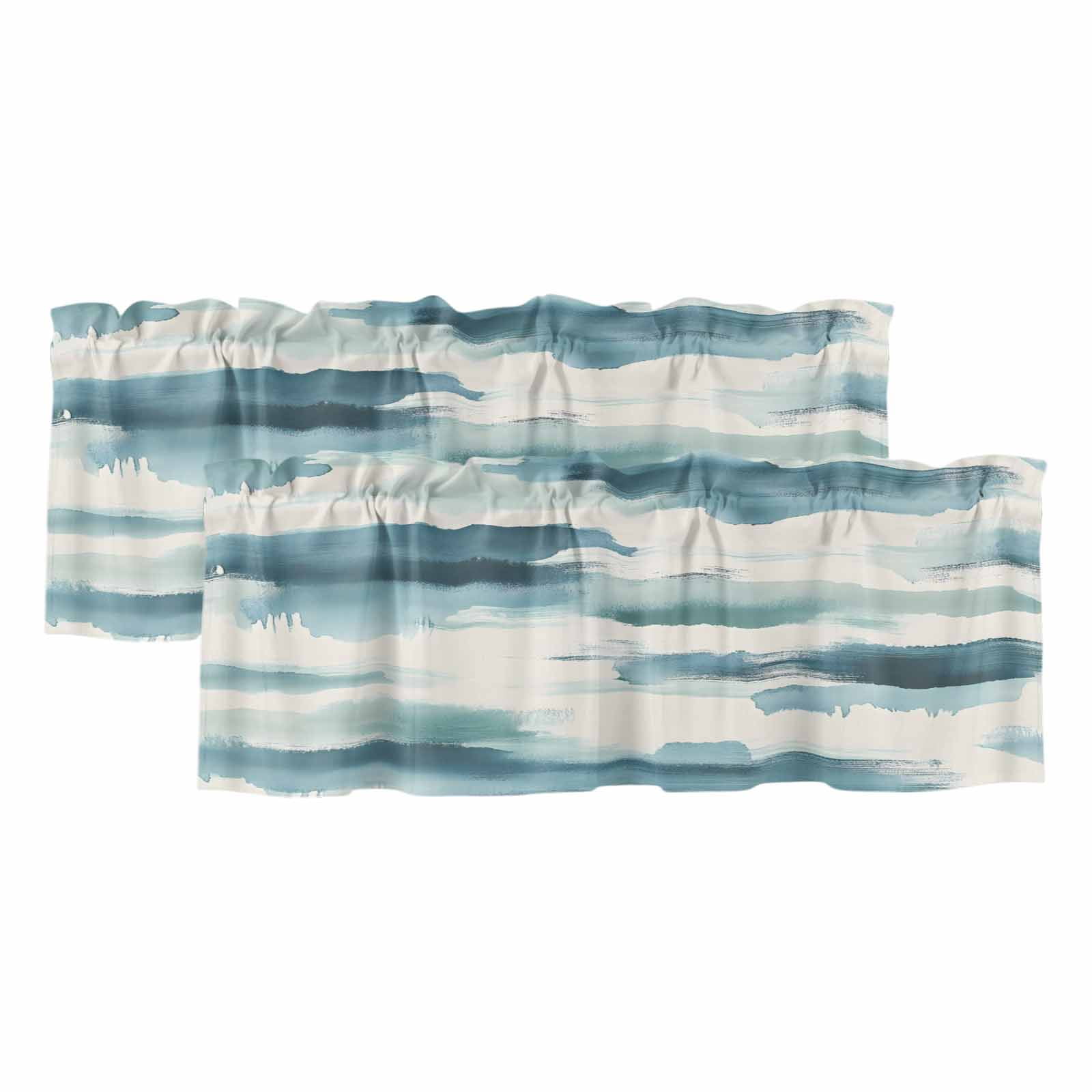 2 Pack Teal Valance for Window Watercolor Modern Abstract Art ...