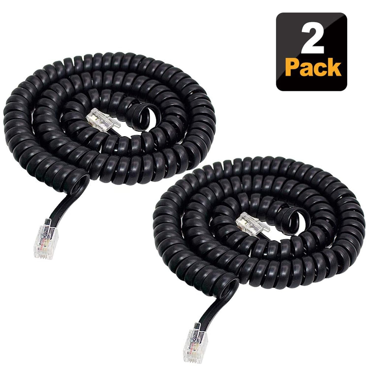 2 Pack Telephone Cord, 10Feet Uncoiled Phone Cord Works with All Corded ...