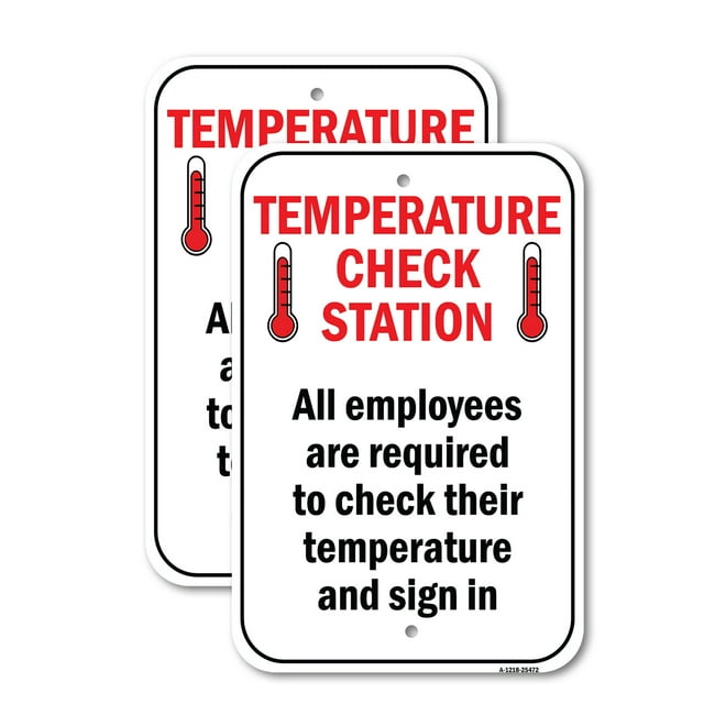 (2 Pack) Temperature Check Station | 18" X 24" Heavy-Gauge Aluminum ...