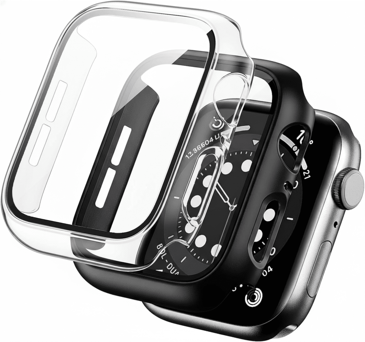 2 Pack Tempered Glass Case Cover Compatible for Apple Watch Series 9 ...