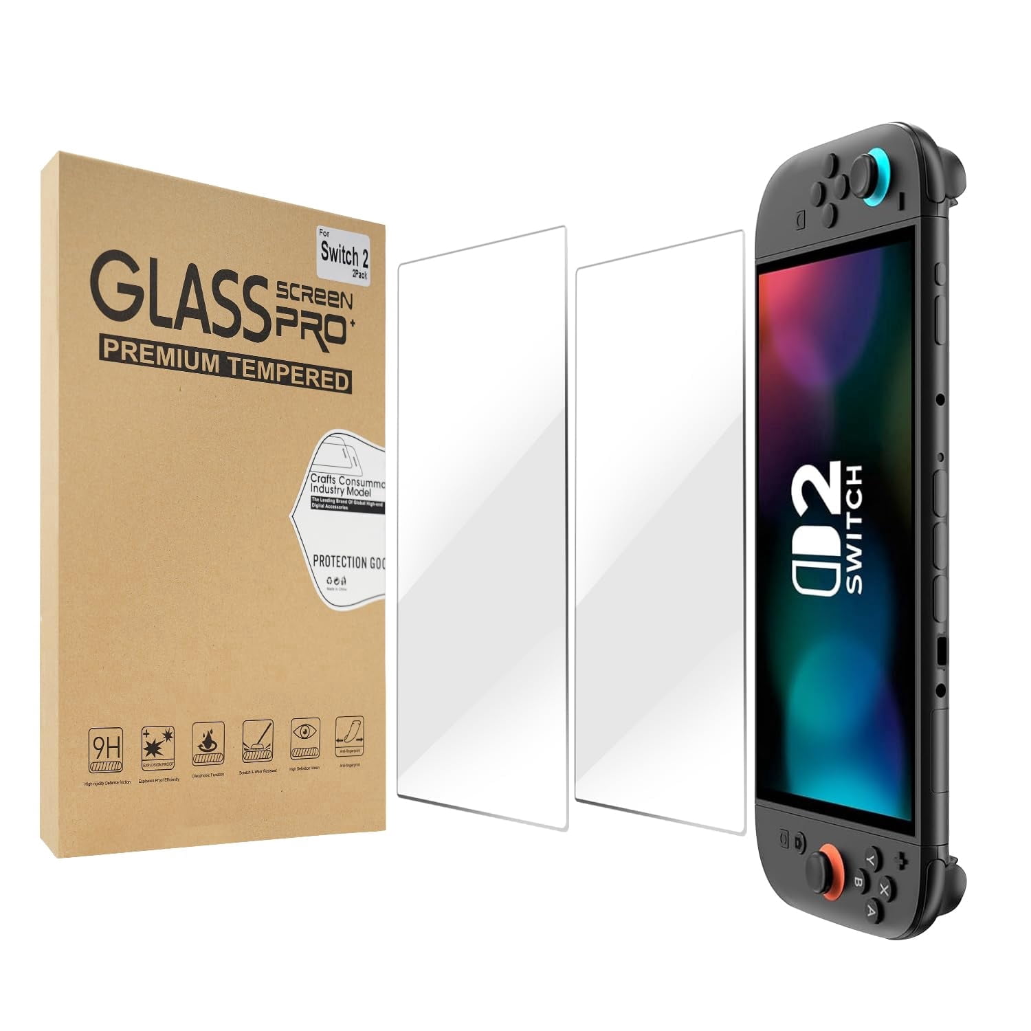 2 Pack Tempered Glass Screen Protector for Nintendo Switch 2 2025 7.9 ...
