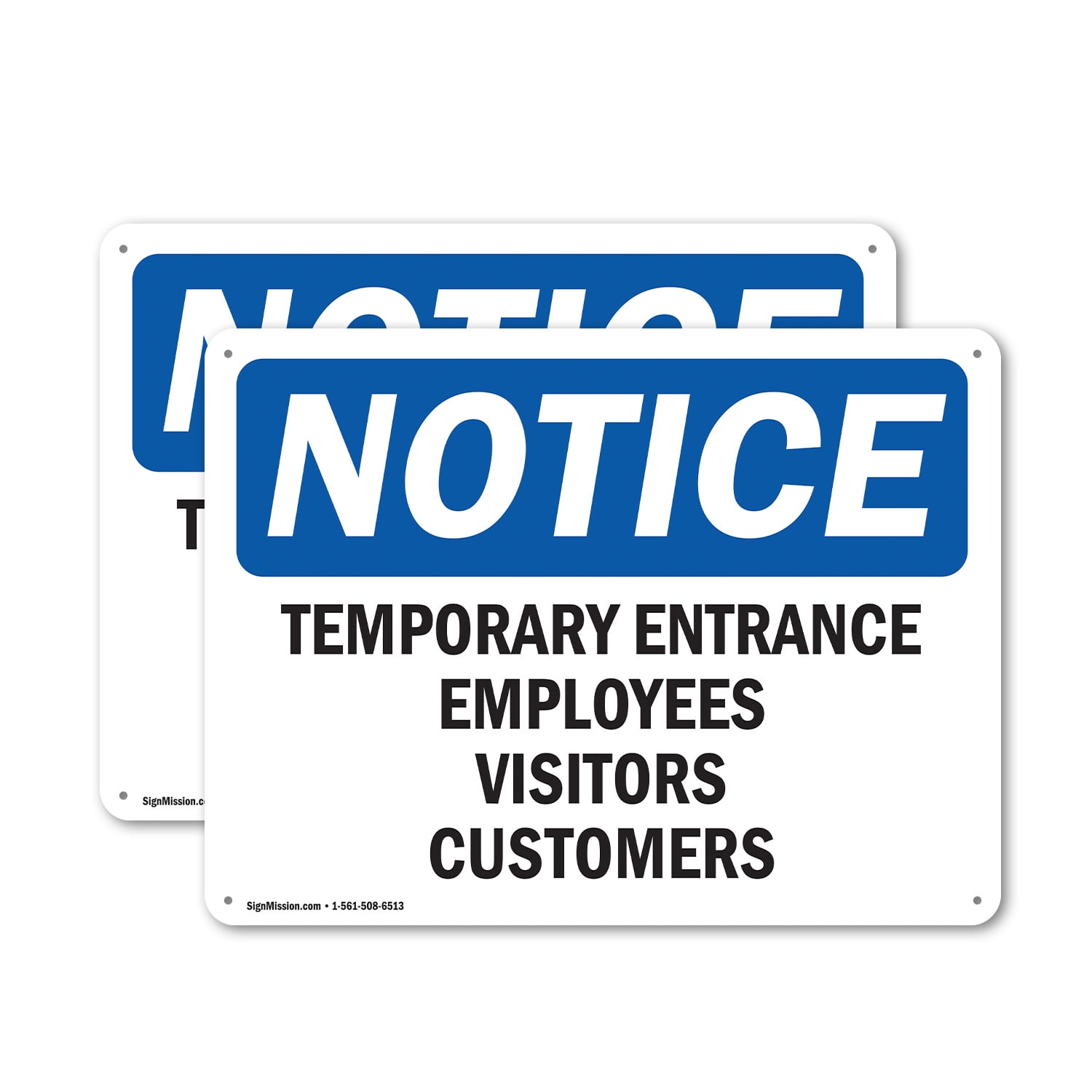 (2 Pack) Temporary Entrance Employees Visitors Customers OSHA Notice ...