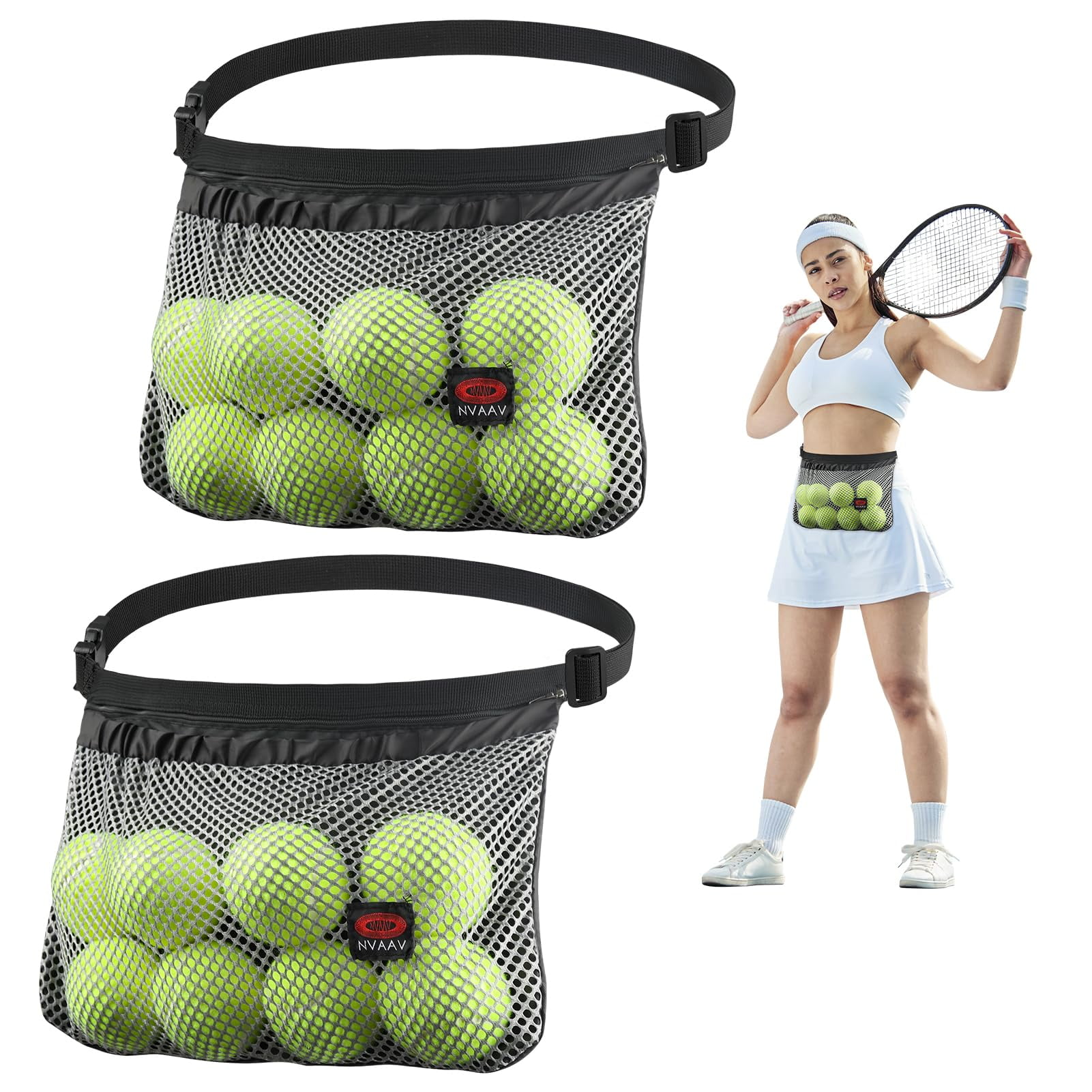 2 Pack Tennis Ball Band Holder, Pickleball Ball Waist Bag with ...