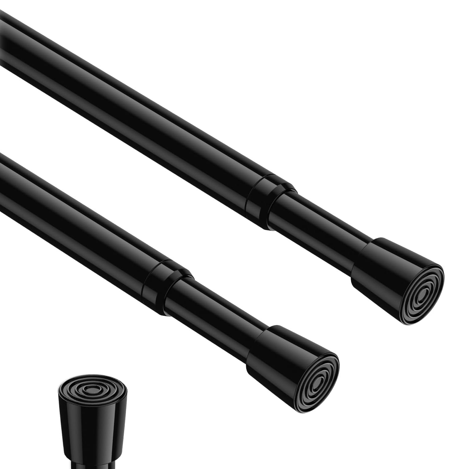 2 Pack Tension Curtain Rod Adjustable 16-28 inch Spring Tension Rod ...