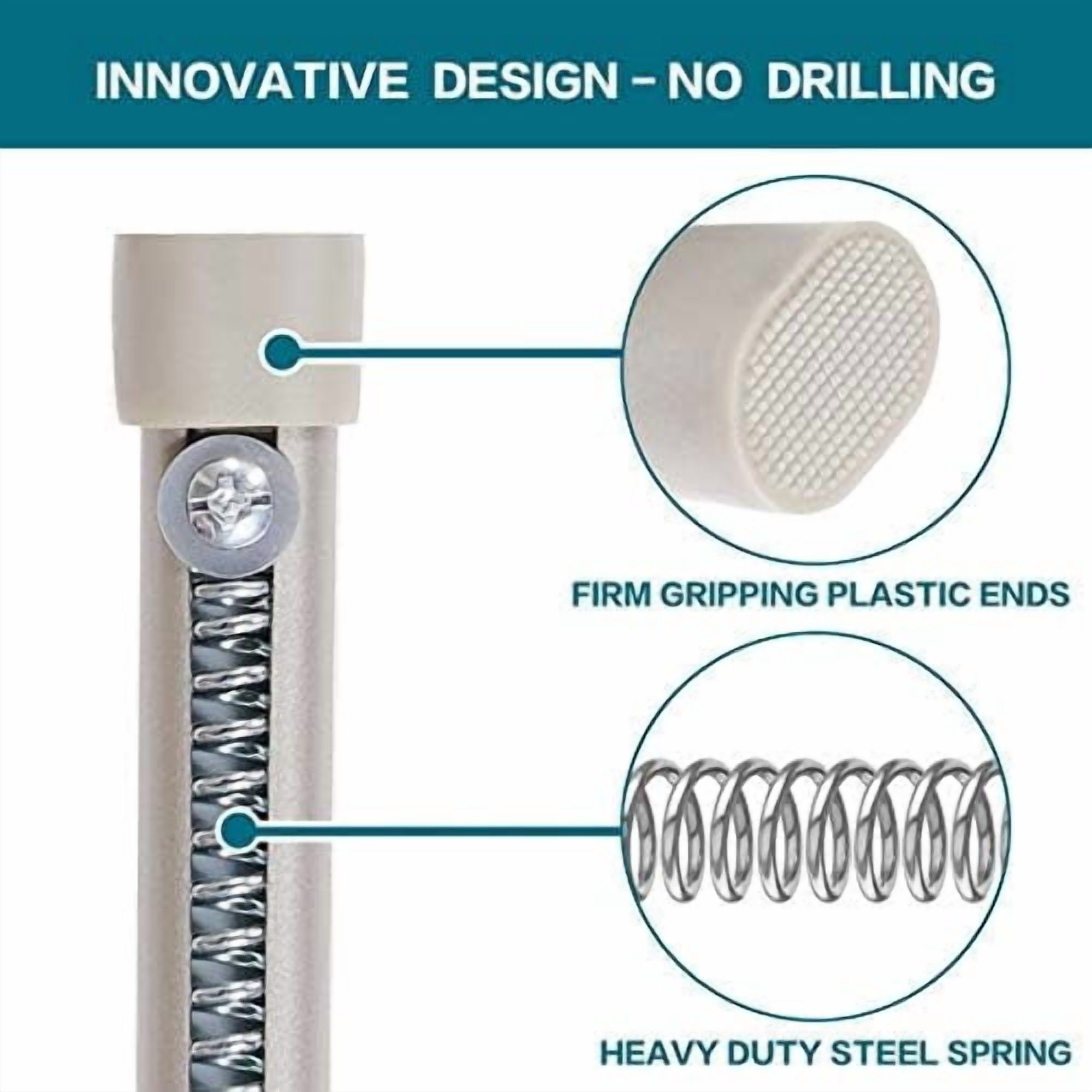 2 Pack Tension Rod Oval Spring Tension Curtain Rod Adjustable 22 to 36 ...