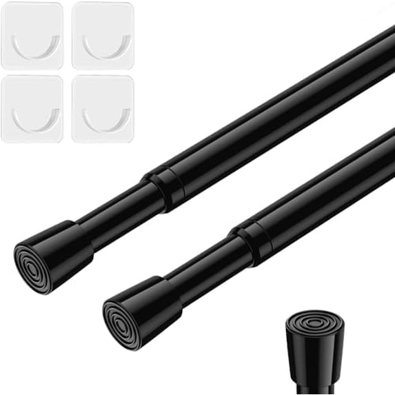 2 Pack Tension Rods Spring Tension Curtain Rod, 26 to 39 Inch ...