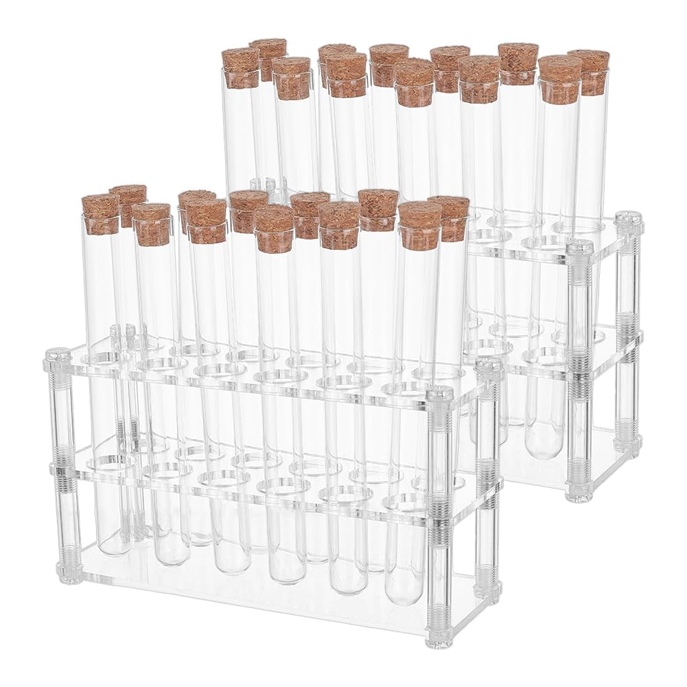 2 Pack Test Tube Rack Set with 24 Tubes Detachable Acrylic Tube Holder ...