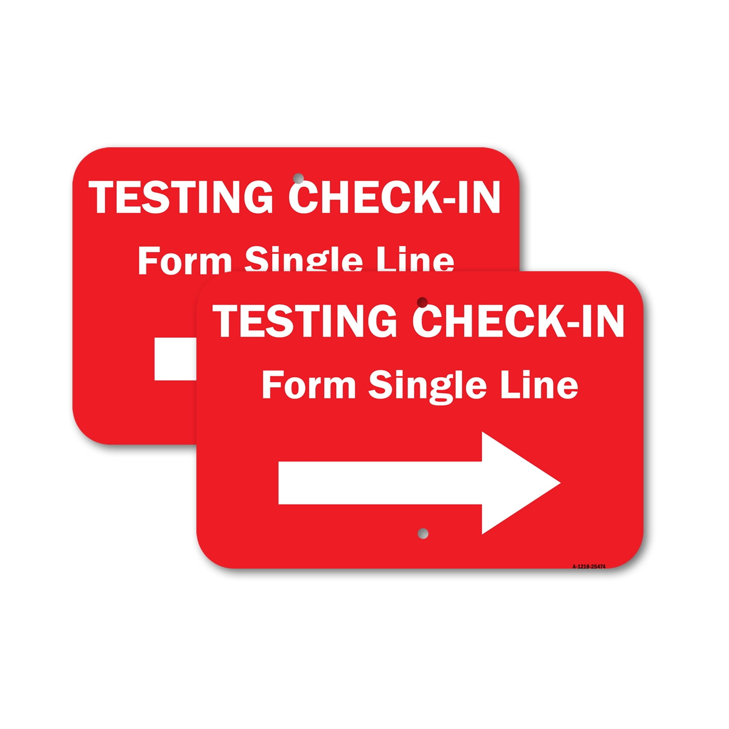 (2 Pack) Testing Check-in Form Single Line Right Arrow | 12" X 18 ...