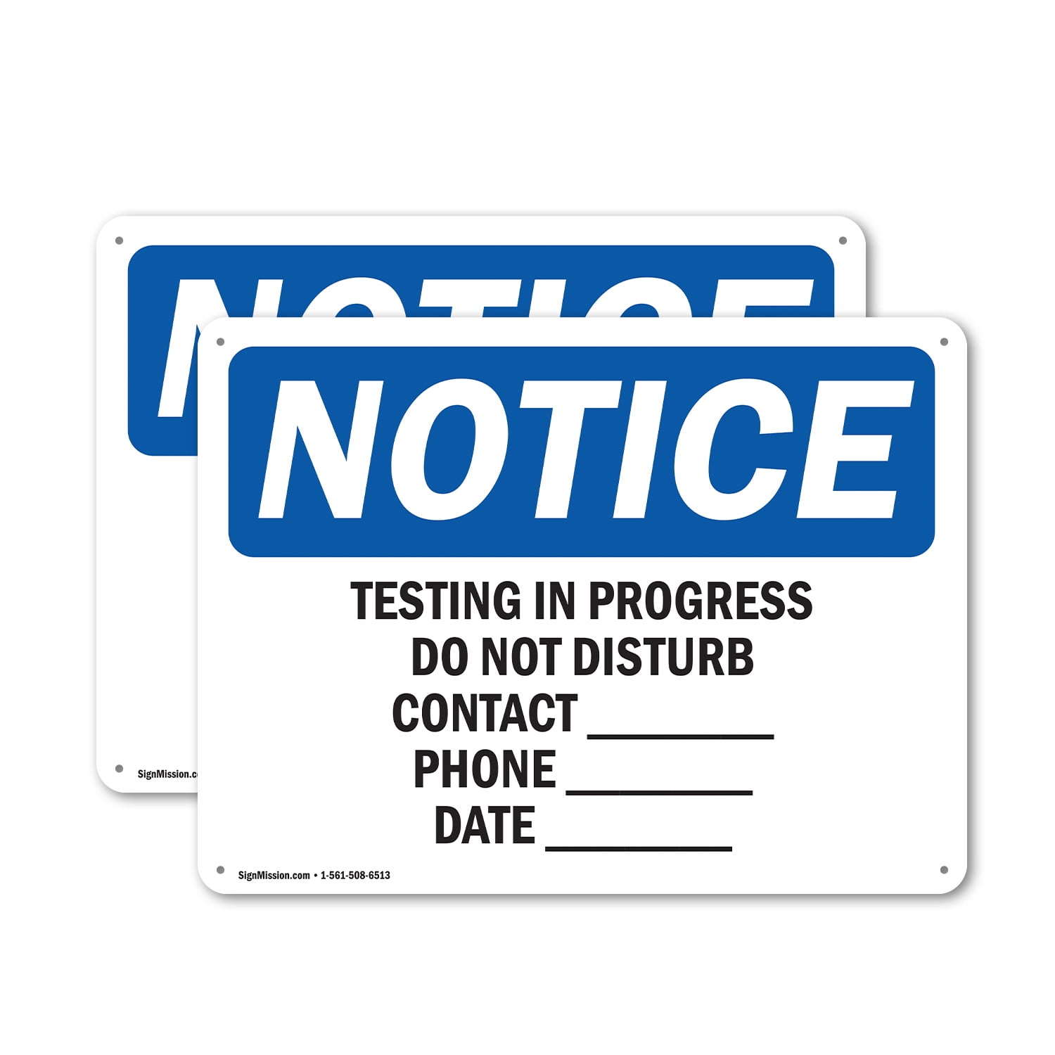 (2 Pack) Testing In Progress Do Not Disturb Contact OSHA Notice Sign 14 ...