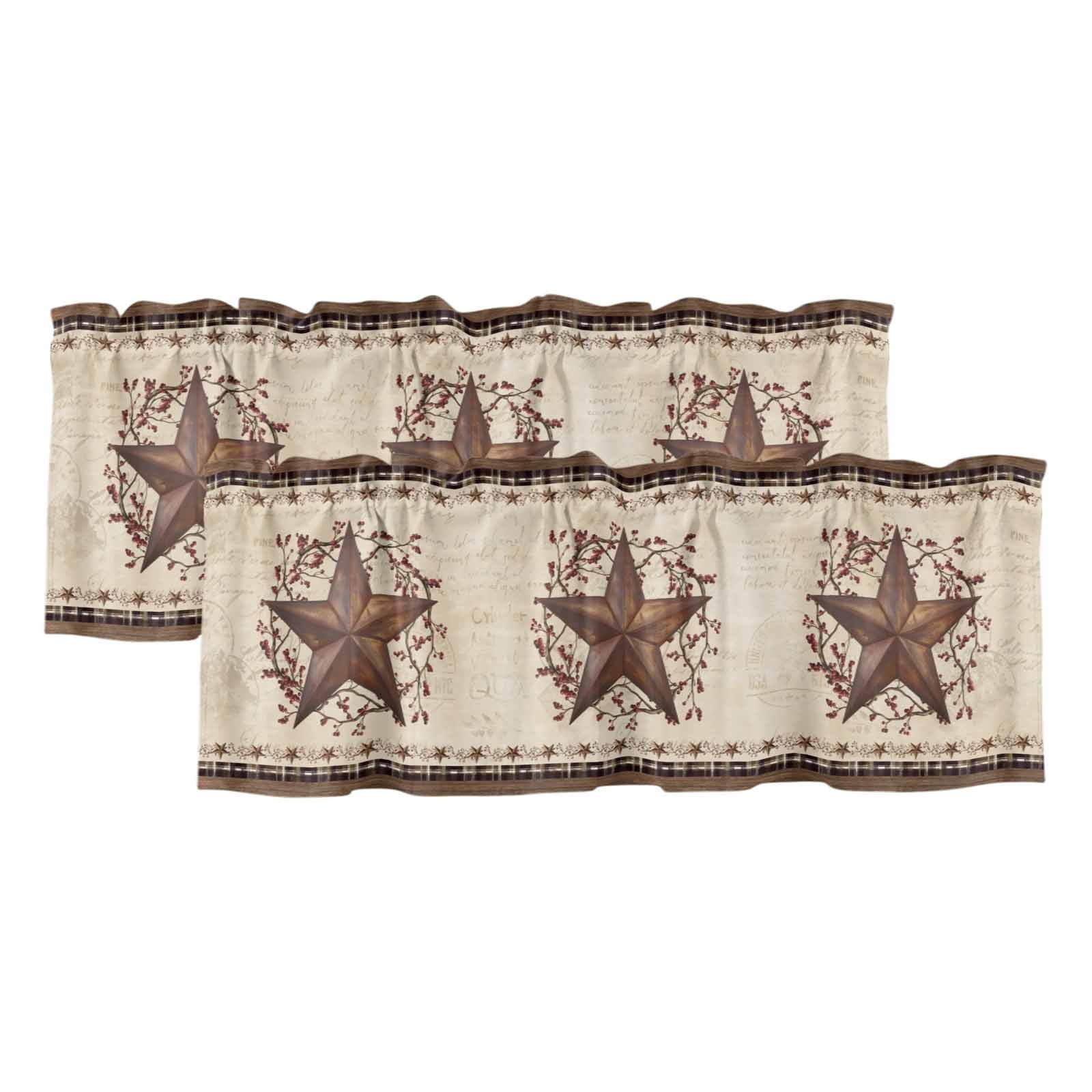 2 Pack Texas Star Vintage Valances for Windows Bedroom Living Room ...